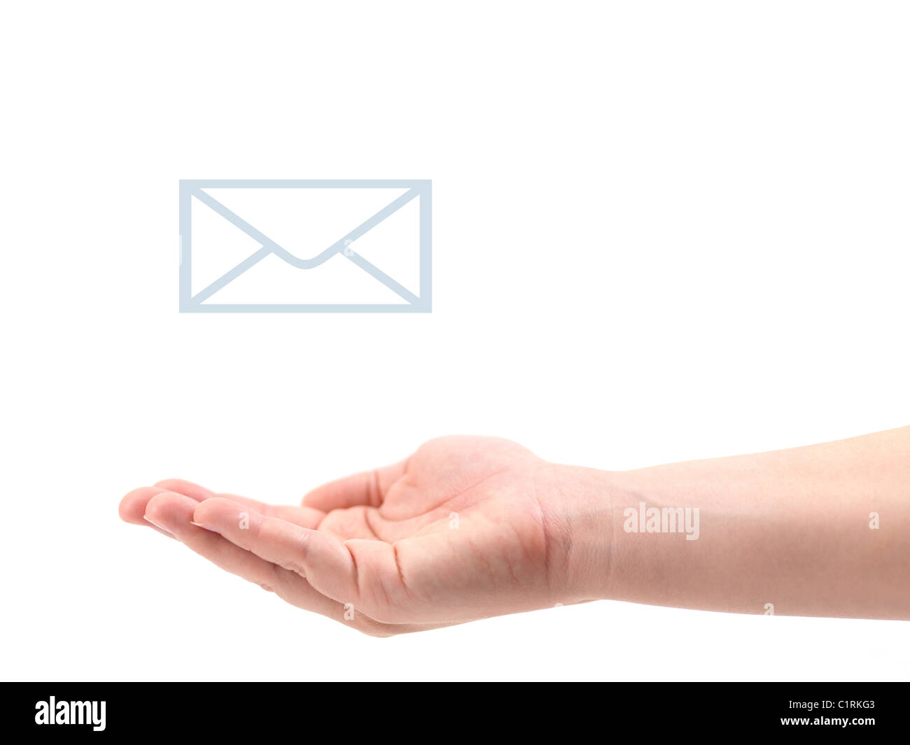 A female hand recieving mail isolated against a white background Stock ...