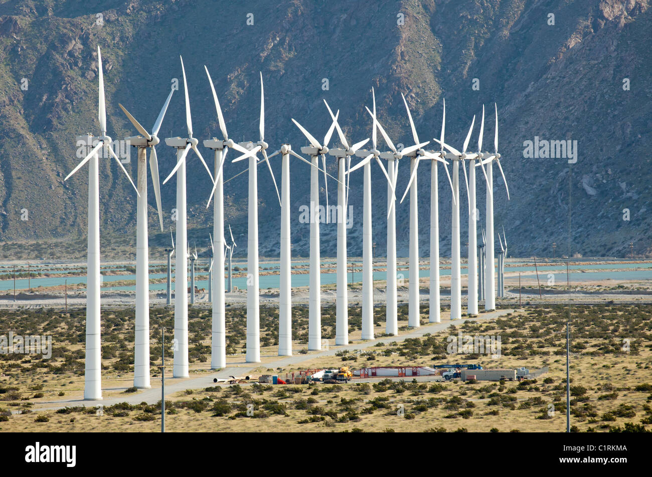 Dramatic Wind Turbine Farm in the Desert of California Stock Photo - Alamy