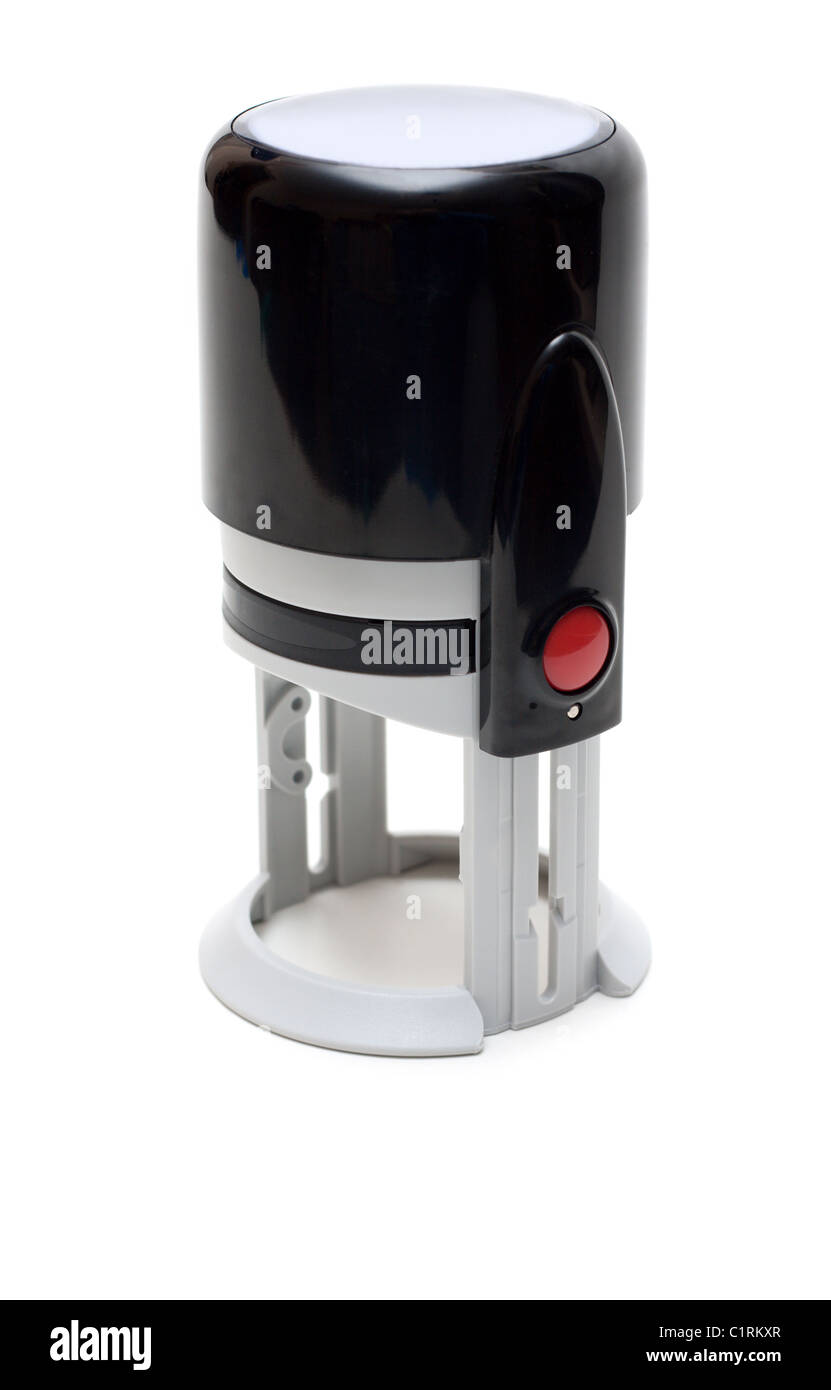 Automatic seal with red button on white background Stock Photo - Alamy