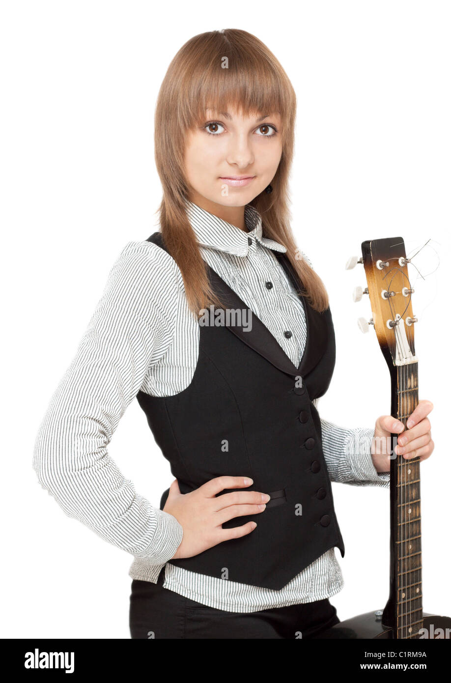 Face girl happiness guitarist hi-res stock photography and images - Alamy