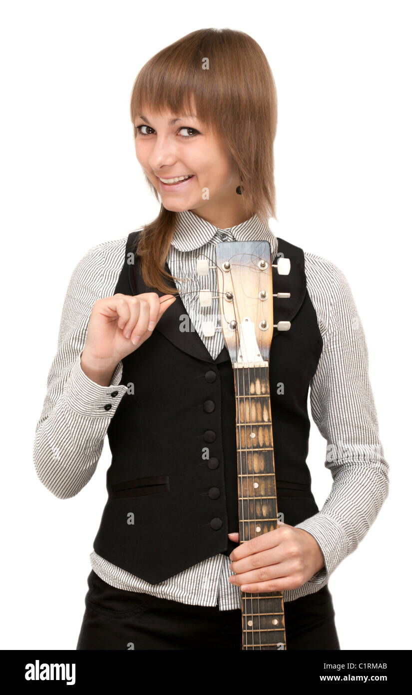 Face girl happiness guitarist hi-res stock photography and images - Alamy