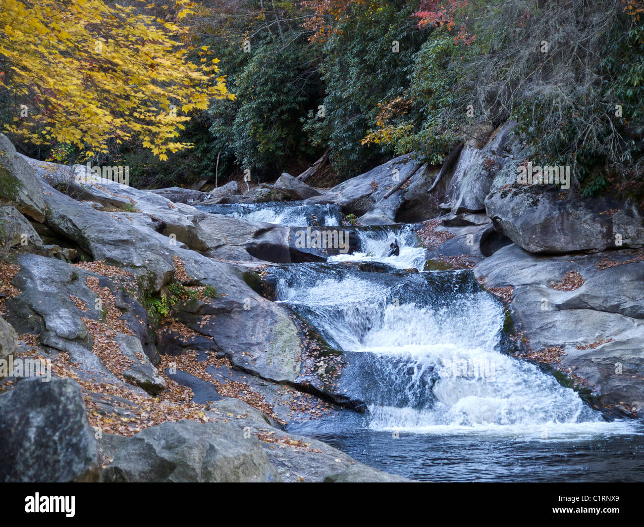 Fall Foliage Frames a Waterfall Stock Photo - Alamy
