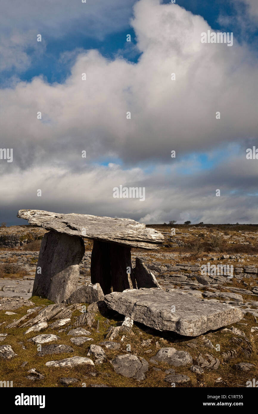 Poulnabrone Dolmen in the heart of the Burren plateau. County Clare ...