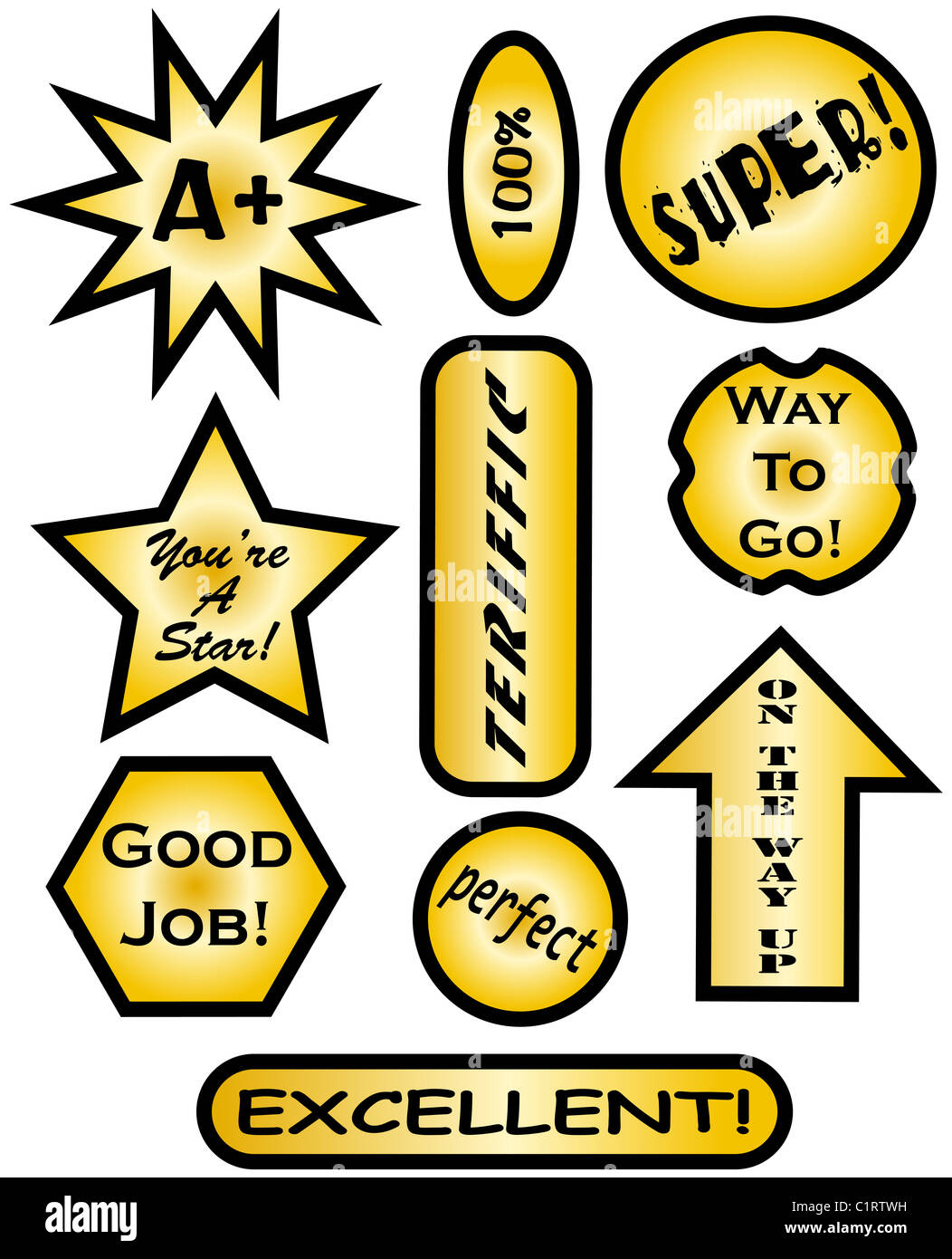 Set of Stickers for Graded Homework Stock Photo - Alamy