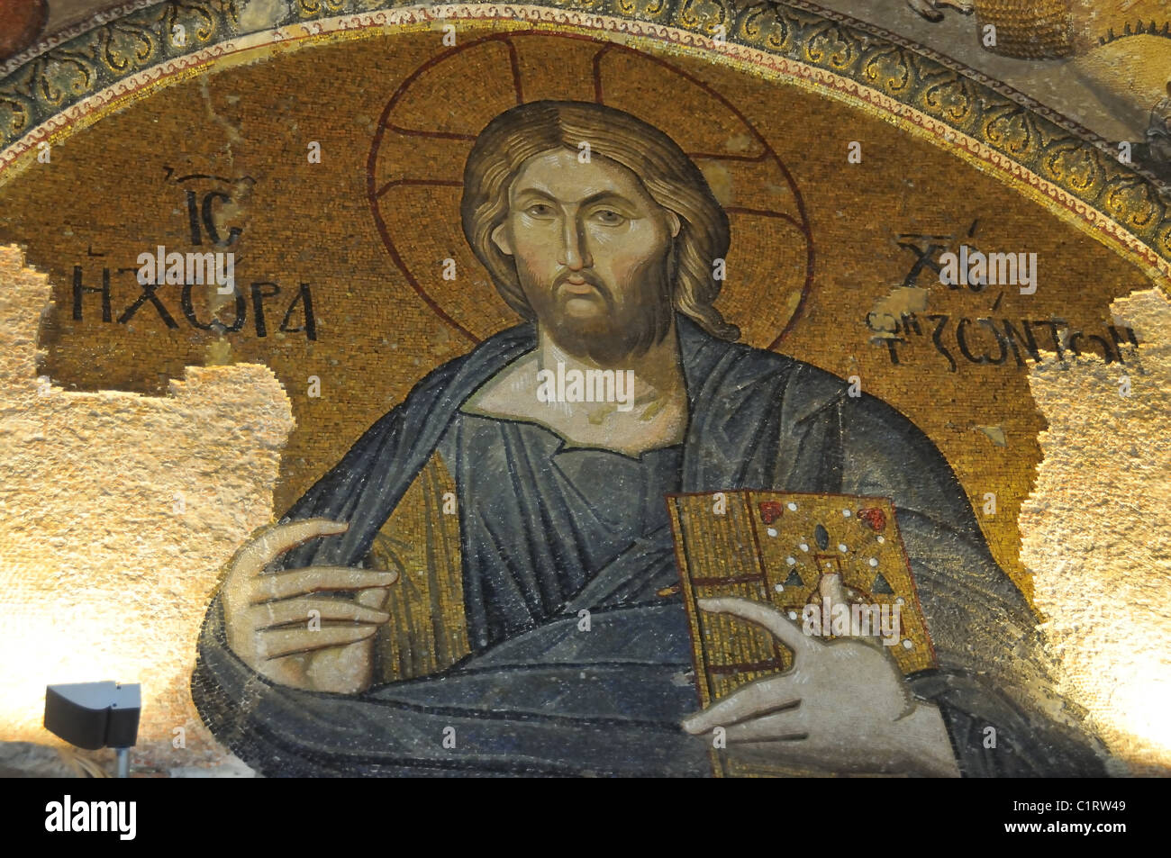 ancient, rare and superb golden byzantine mosaic of jesus Christ Stock ...