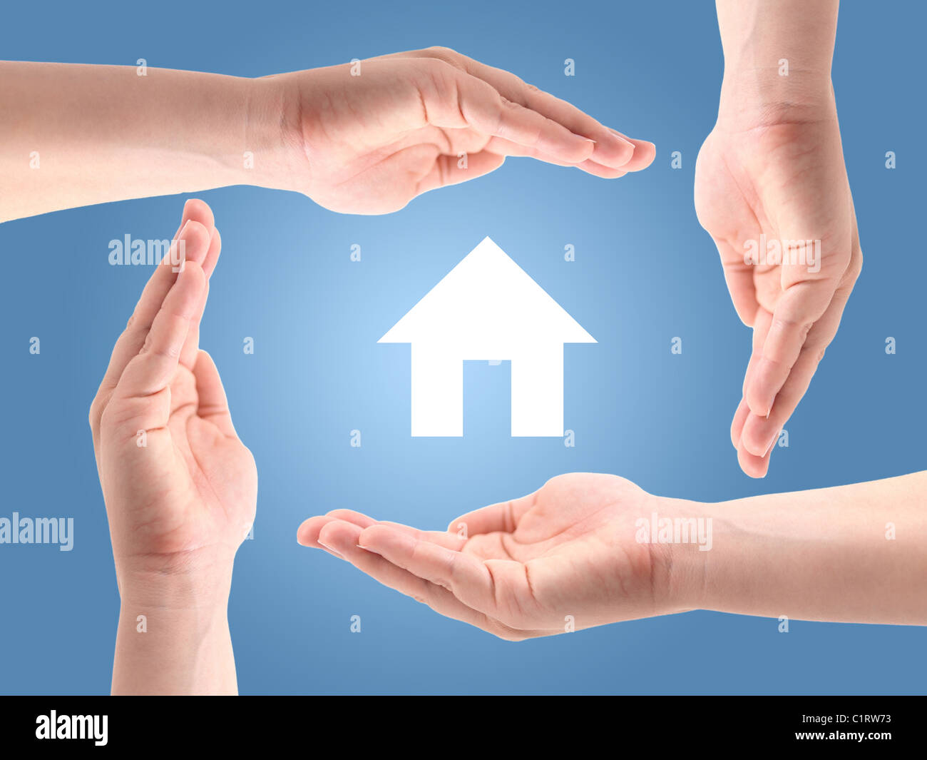 Female hands making a shape for protection Stock Photo - Alamy