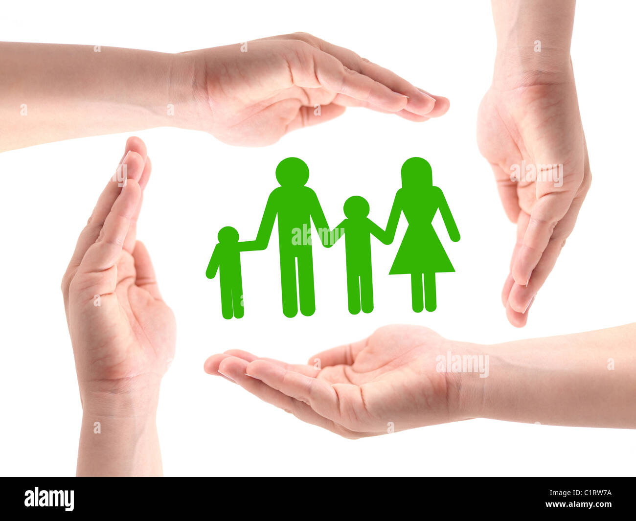 Female hands making a shape for protection Stock Photo - Alamy