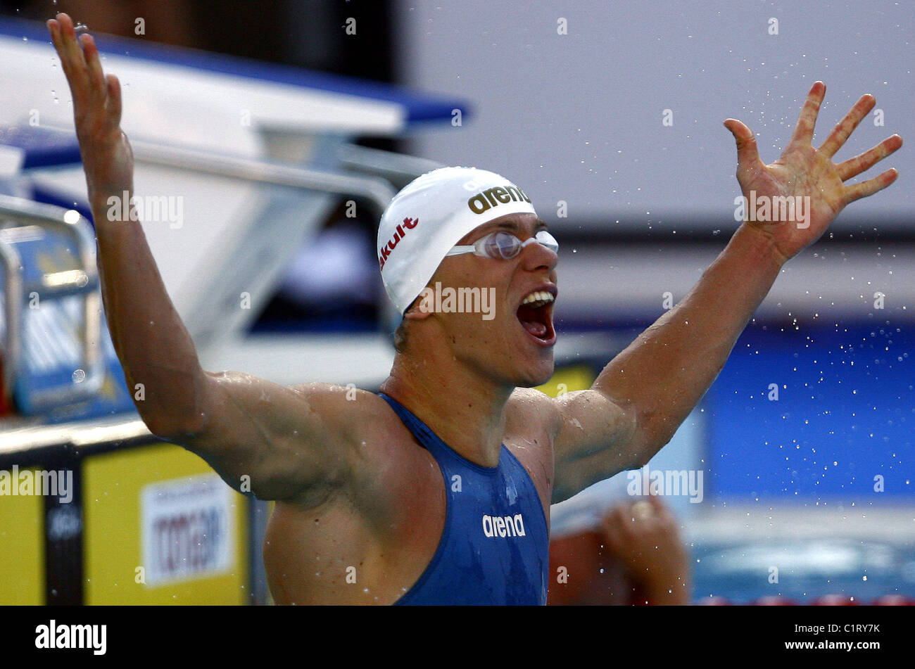 Cesar Cielo Filho of Brazil celebrates after winning the men's 50m ...