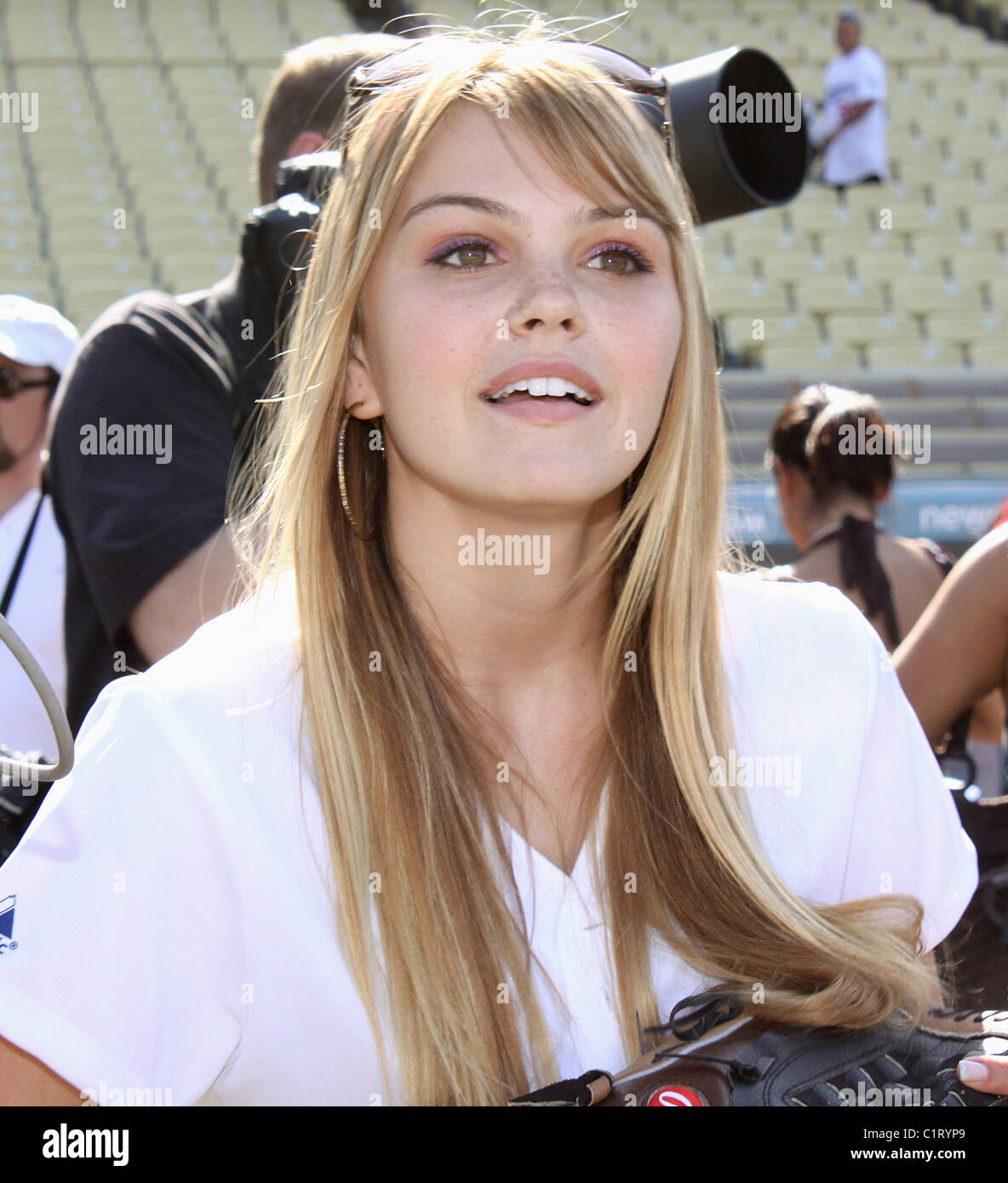 Aimee teegarden dodgers stadium hosts hi-res stock photography and ...