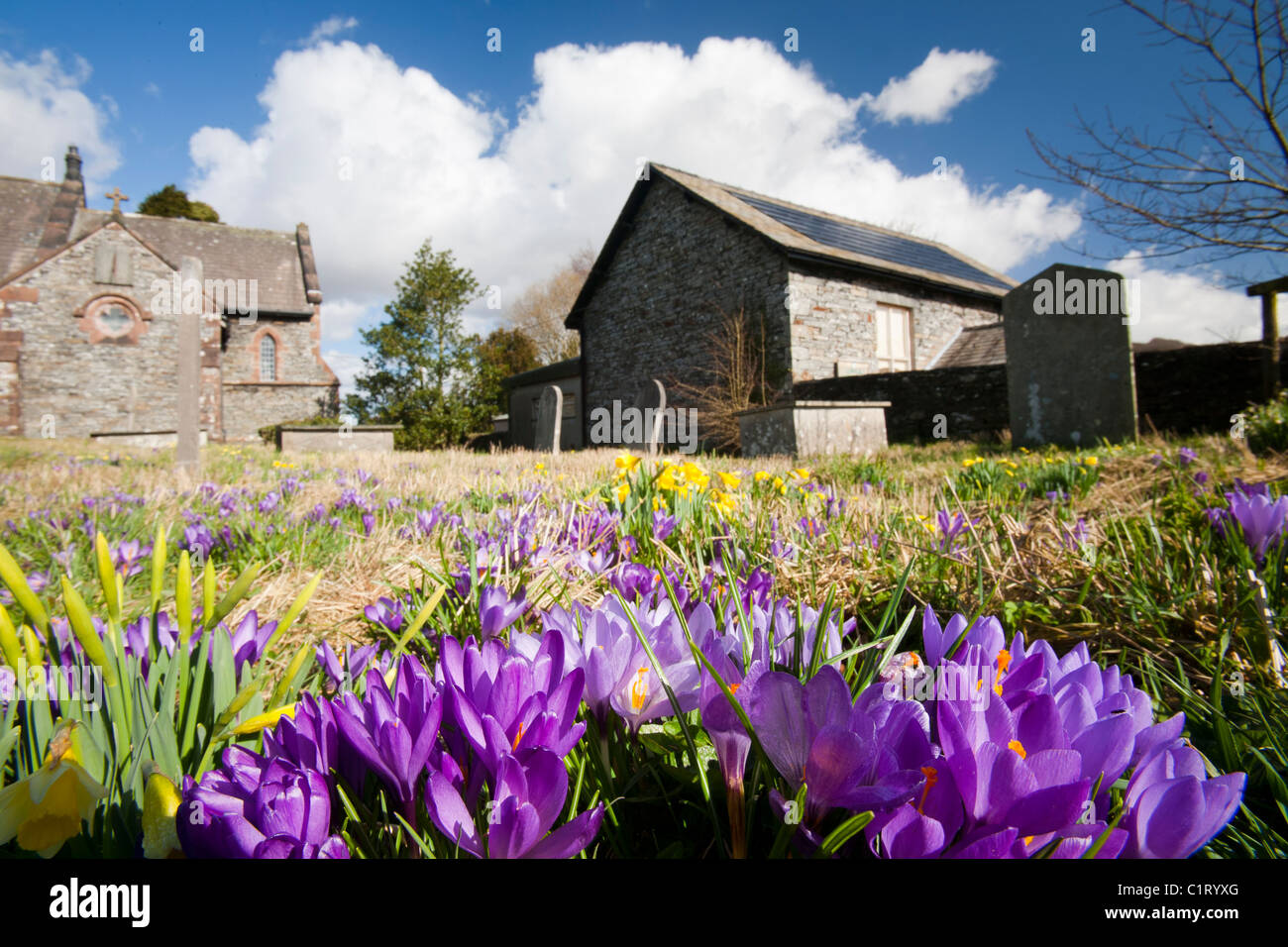 Solar electric panels on Lowick Village Hall in South Cumbria, with ...