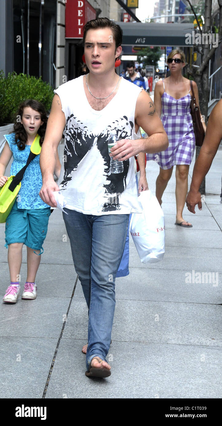 Ed Westwick, on the set of 'Gossip Girl' filming on location New York ...