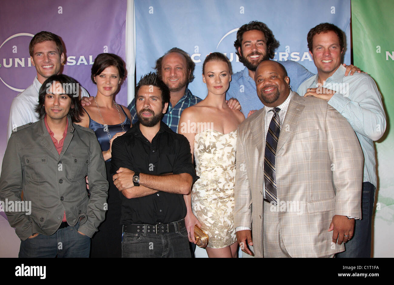 Cast of Chuck (Back row: Ryan McPartlin, Sarah Lancaster, Scott Krinsky ...