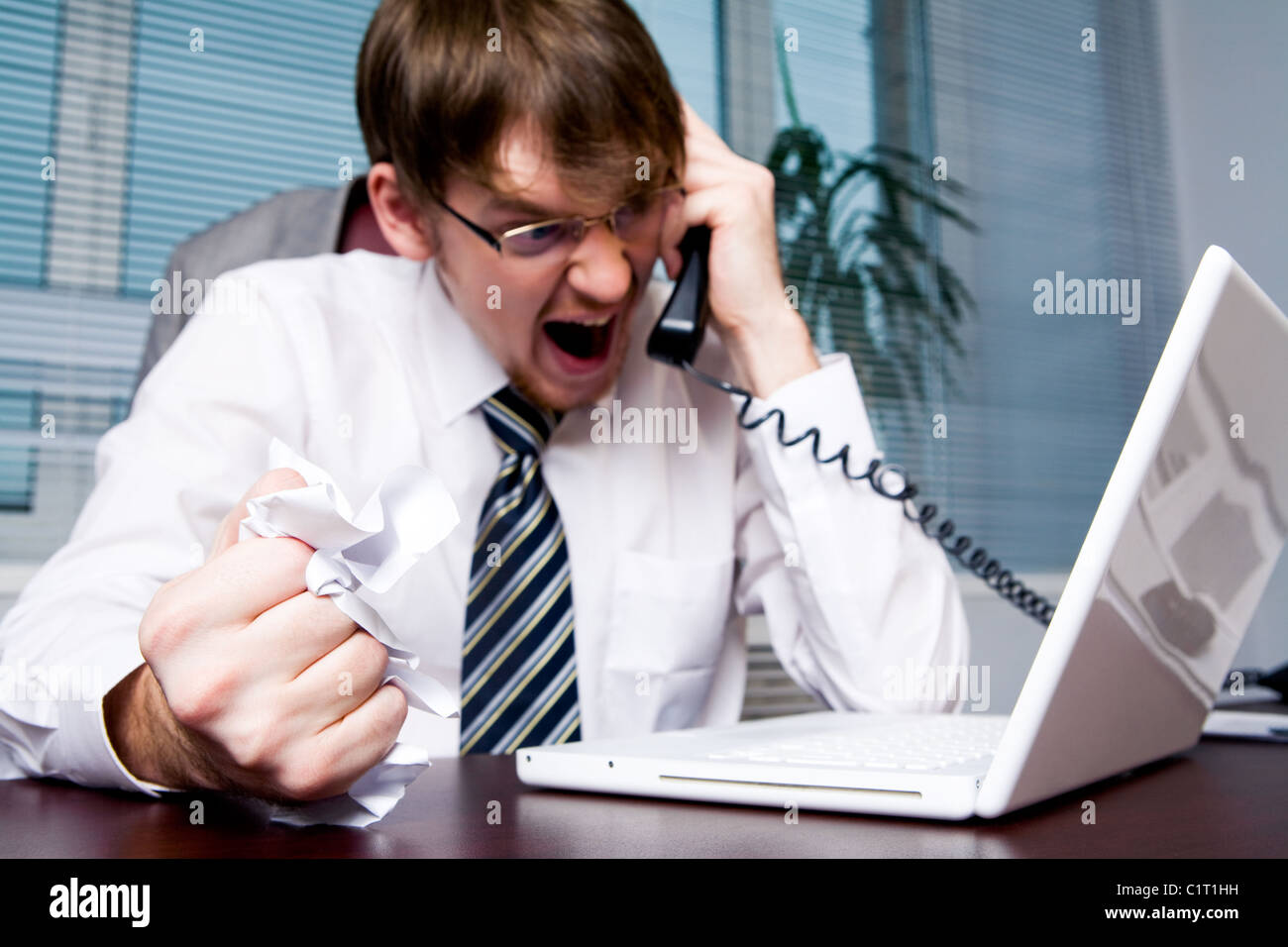 Image aggressive boss yelling telephone hi-res stock photography and ...