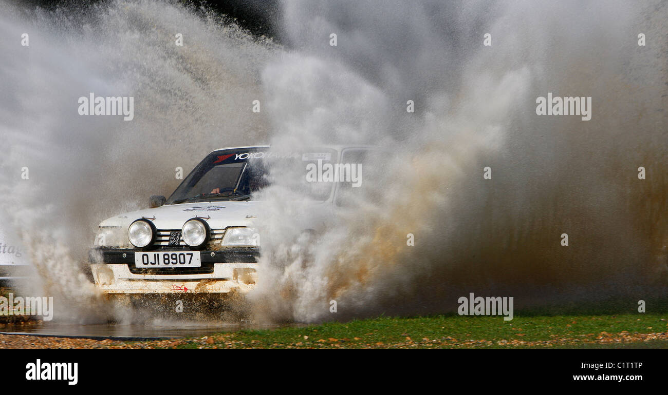 A rally car going through a water splash on Rallye Sunseeker 2011 Stock ...