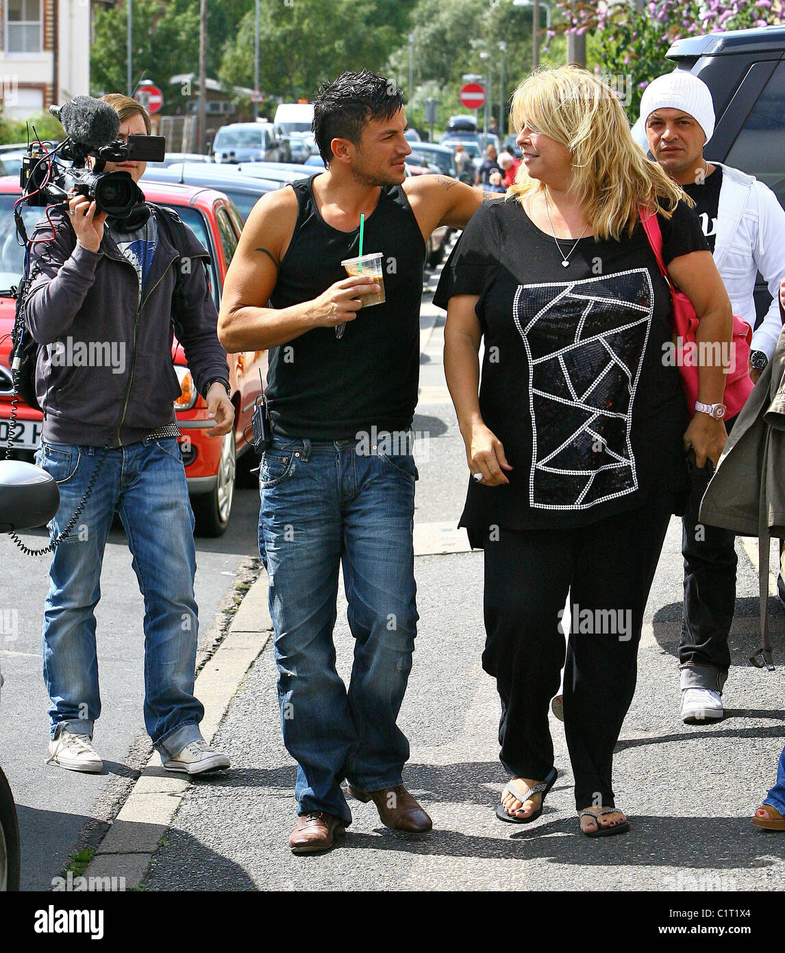 Peter Andre and his manager Claire Powell leaving a recording studio to ...