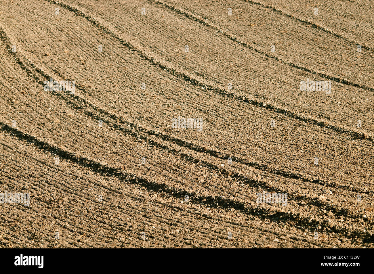 Rich fertile farmland tilled before planting - Sud-Touraine, France ...