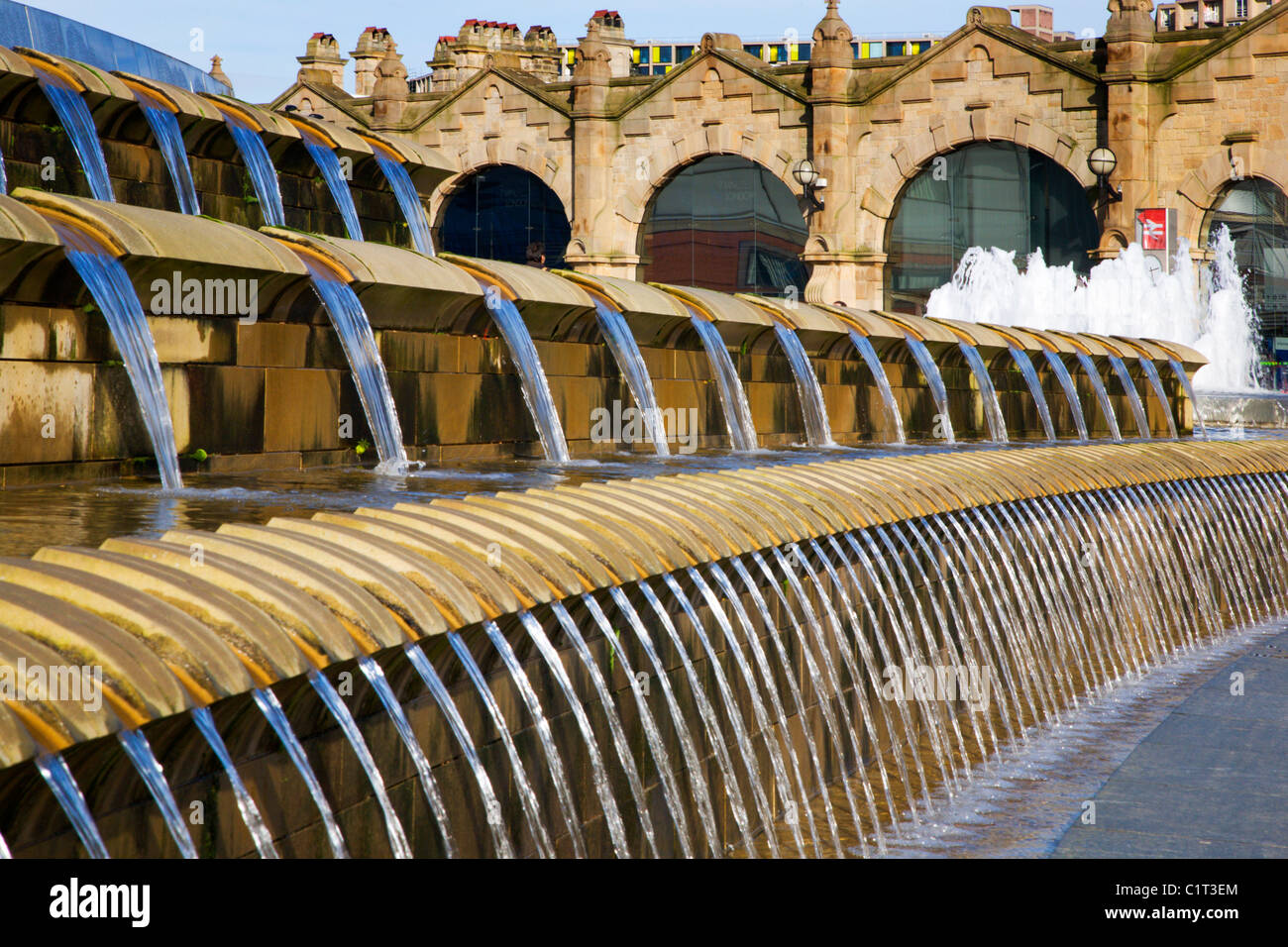 Waterfall and Fountain in Sheaf Square Sheffield South Yorkshire ...