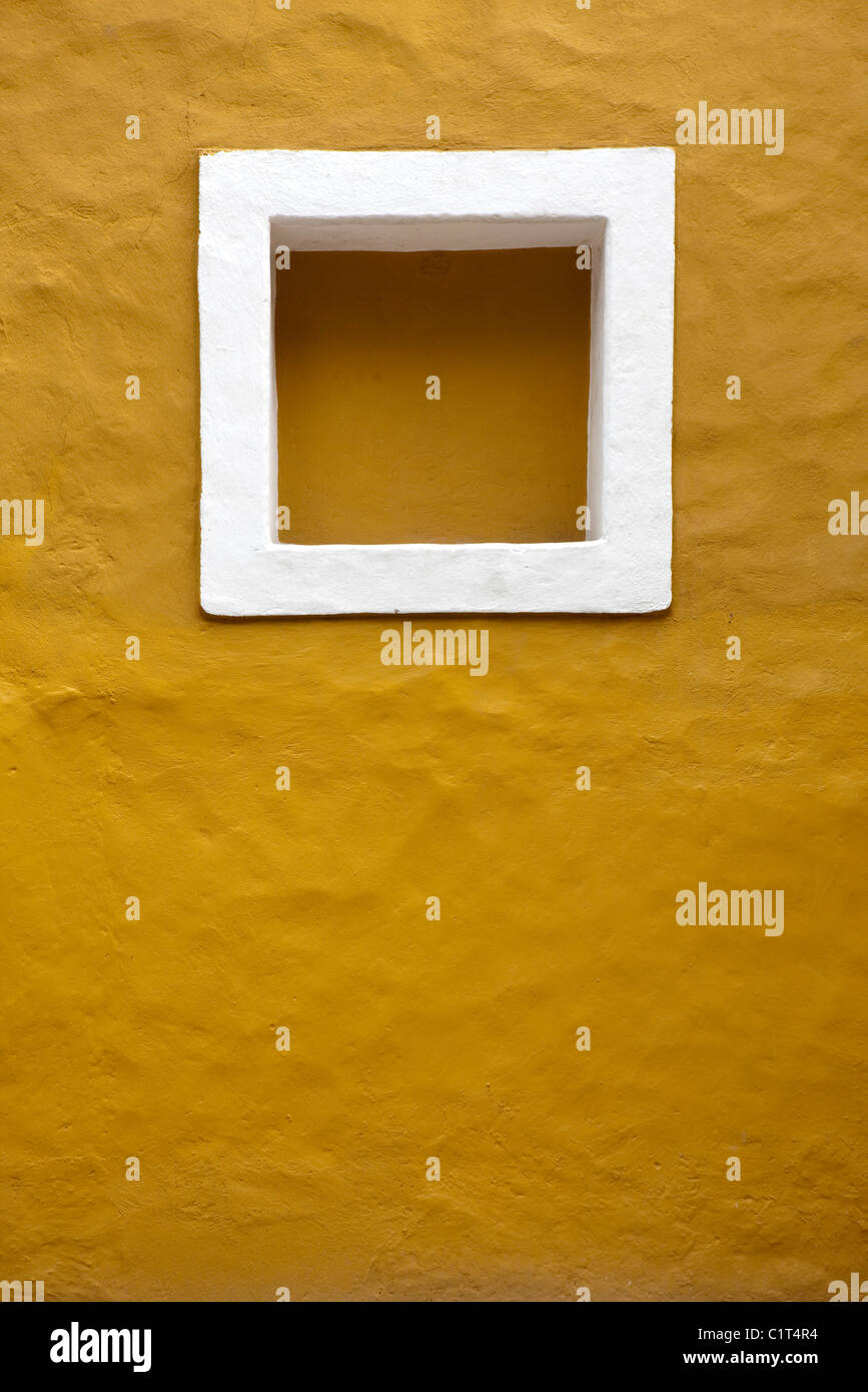 Square shaped inset on stucco wall Stock Photo - Alamy