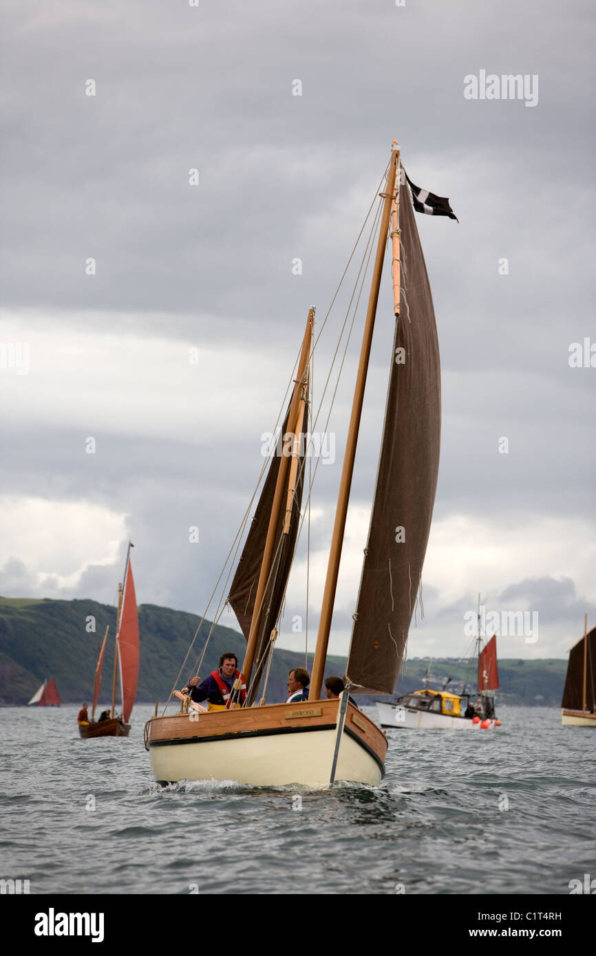 Cornish Luggers sailing off looe, Cornwall Stock Photo - Alamy