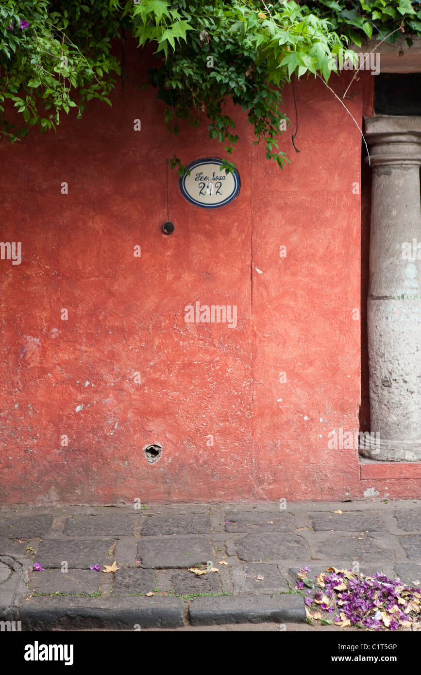 Address painted on stucco building Stock Photo - Alamy