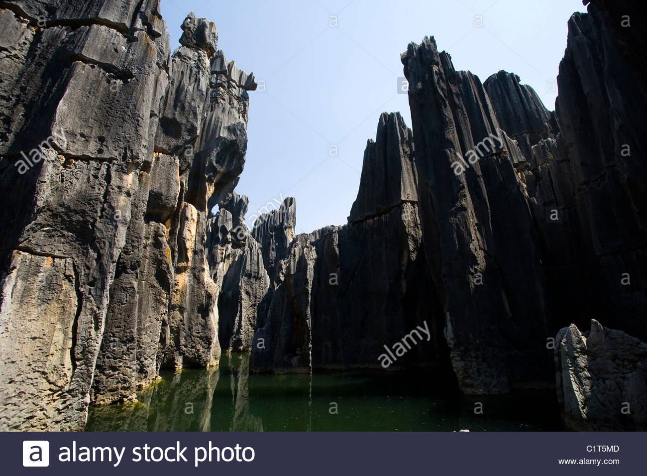 China Yunnan Stone Forest Famous Landscape Stock Photos & China Yunnan ...