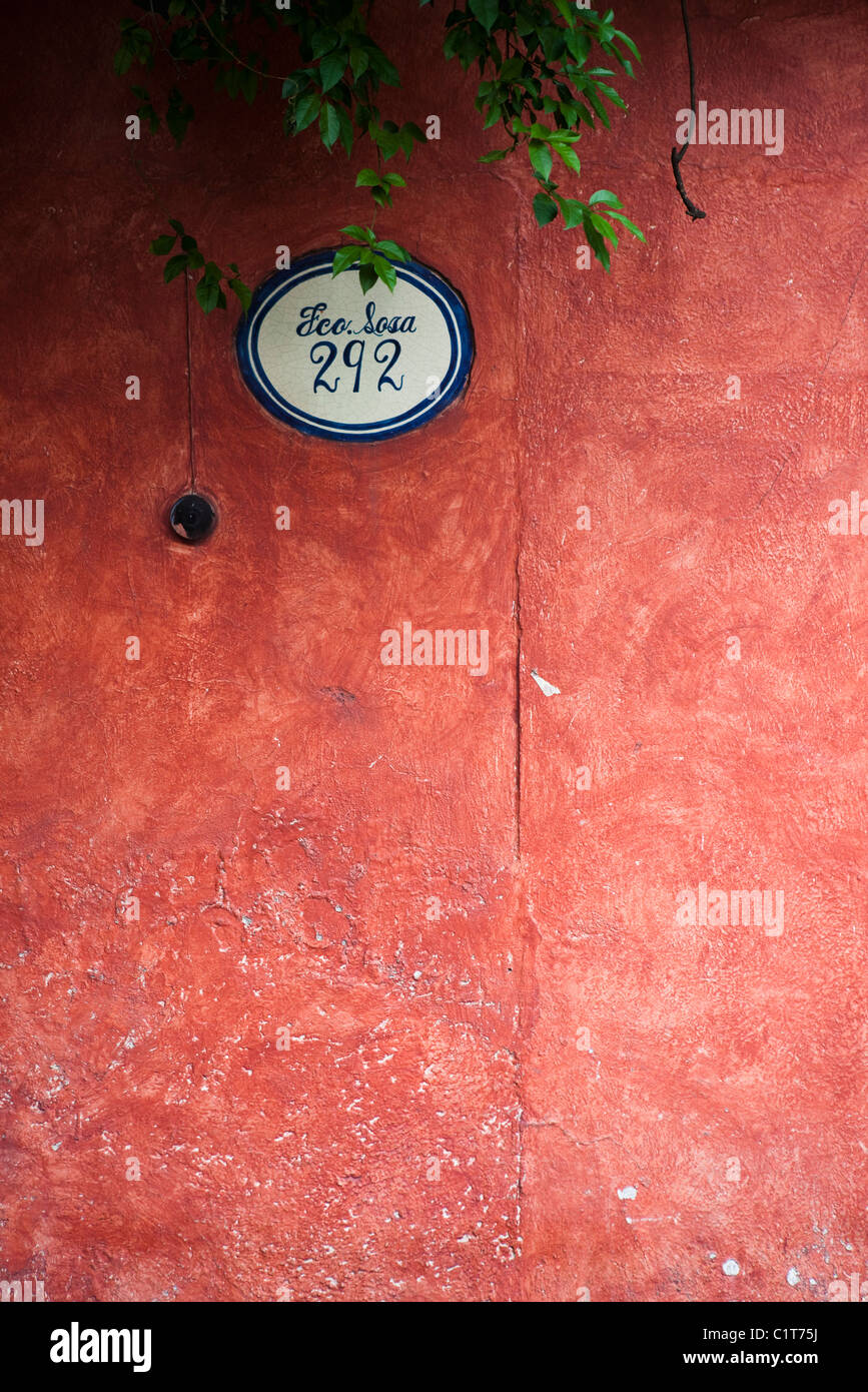 Address painted on stucco building Stock Photo - Alamy