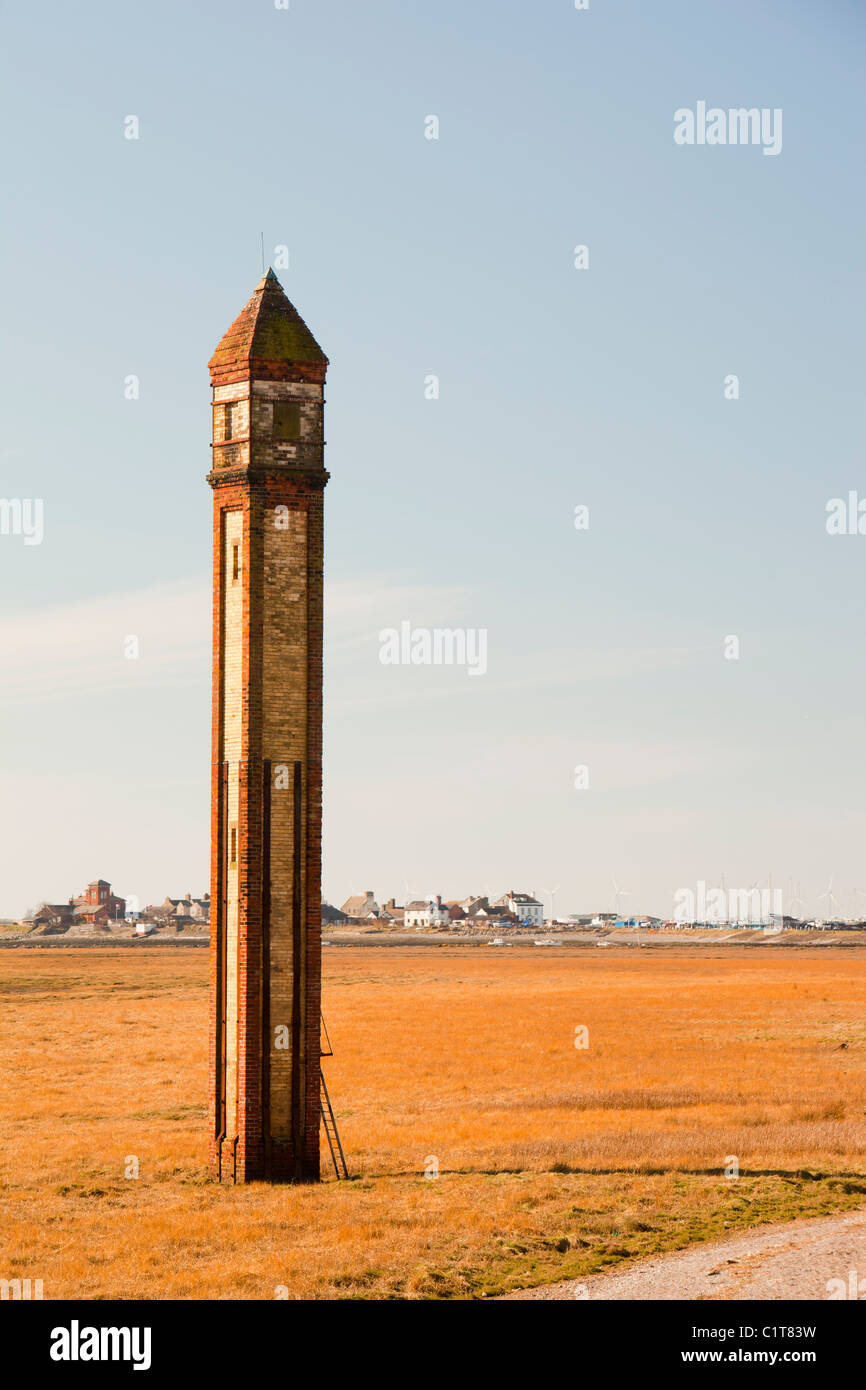 An old lighhouse known locally as The Needle, at Rampside near Barrow ...