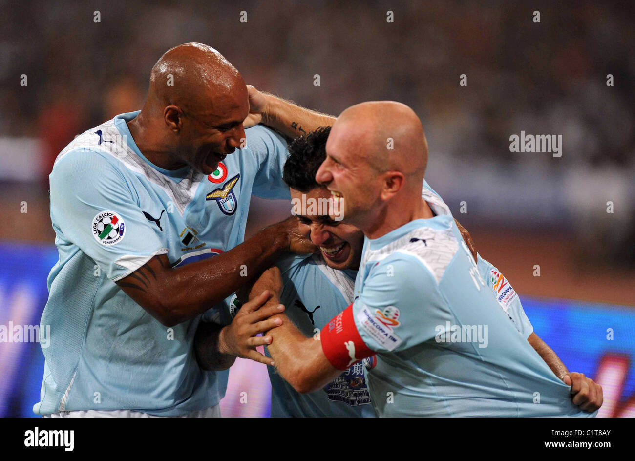 Lazio`s Tommaso Matuzalem,Tommaso Rocchi and Ousmane Dabo celebrate The ...