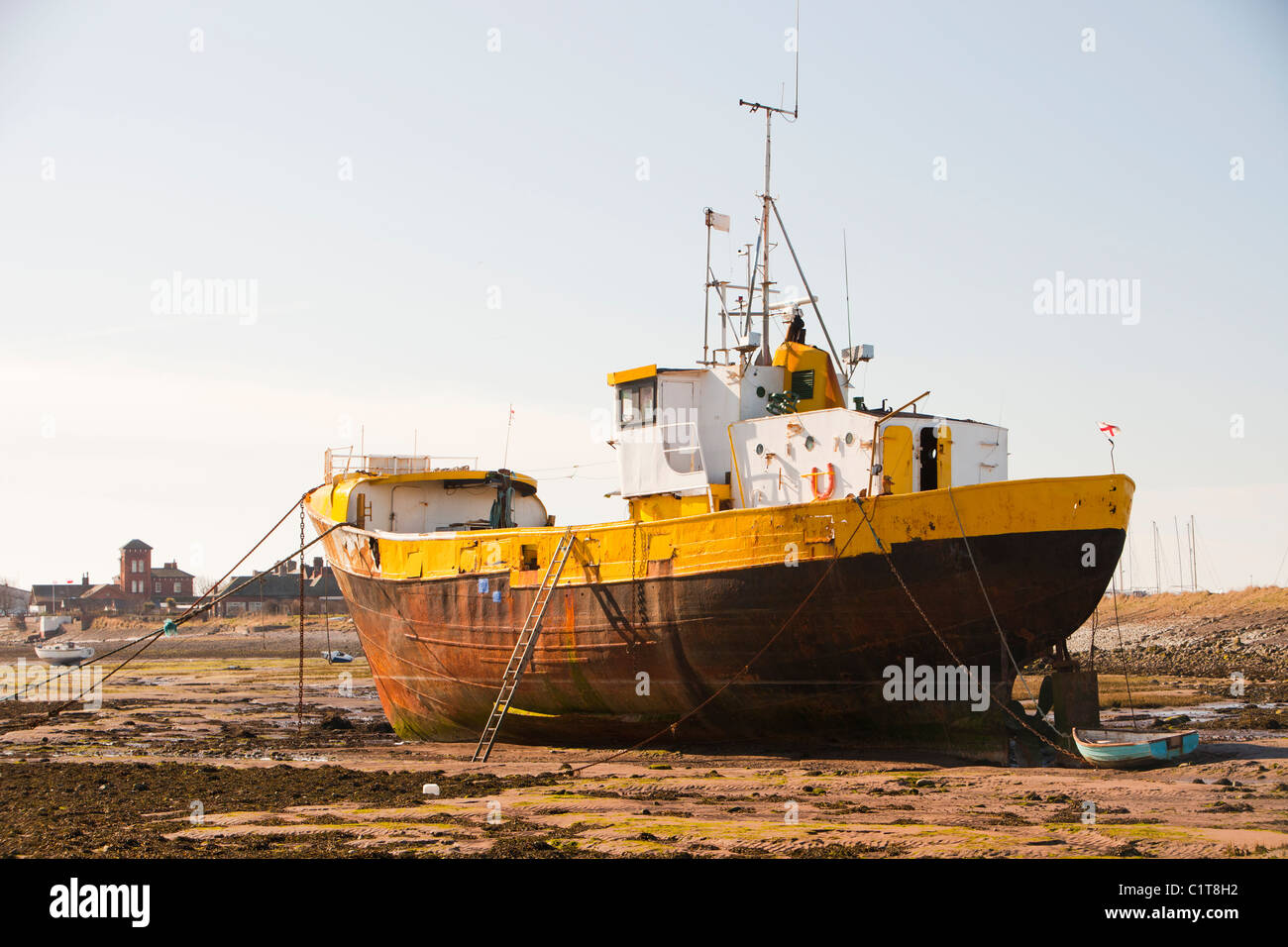 An old boat on the shoreline at Rampside, Cumbria, UK Stock Photo - Alamy