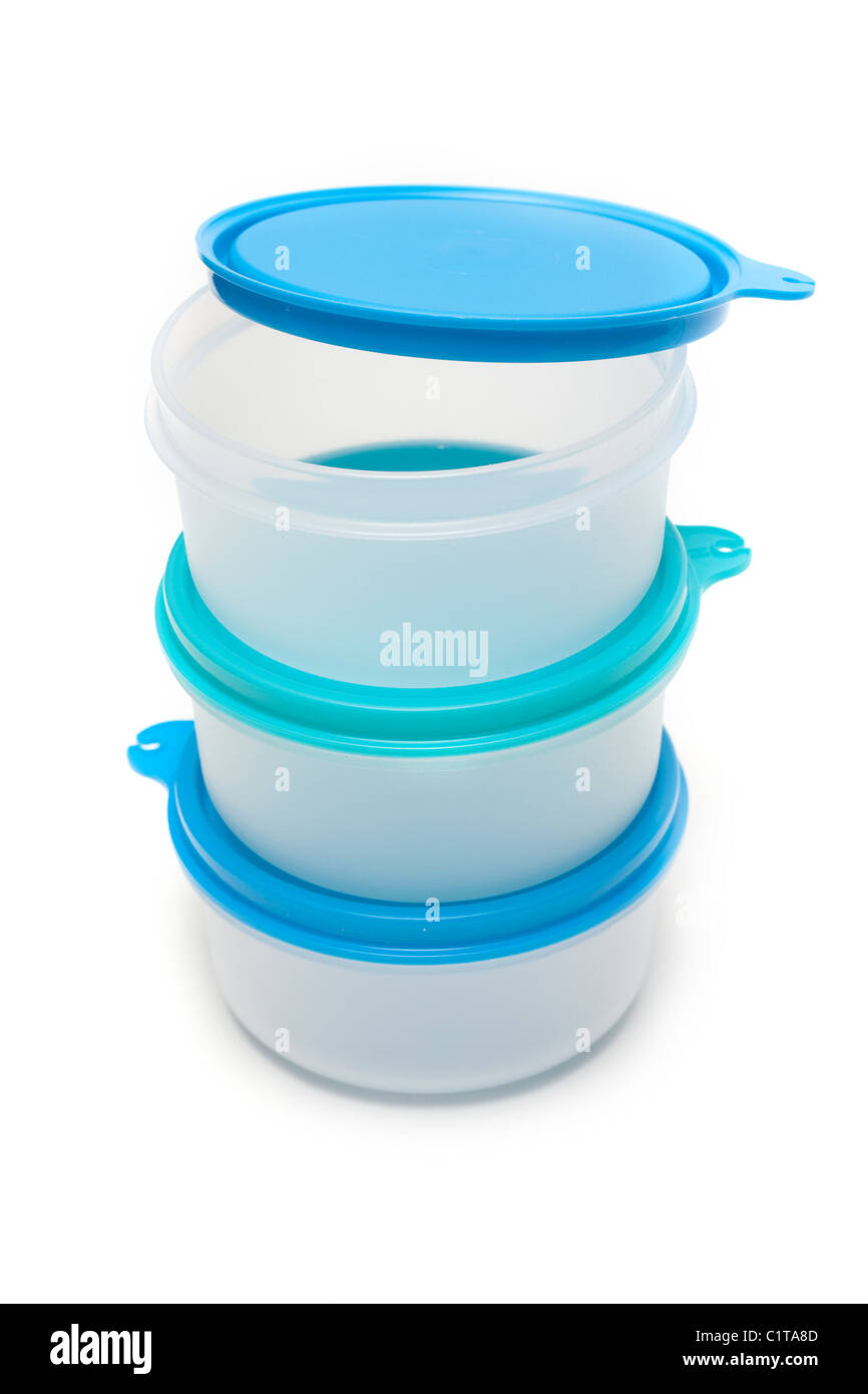 Set round plastic container on white background Stock Photo - Alamy