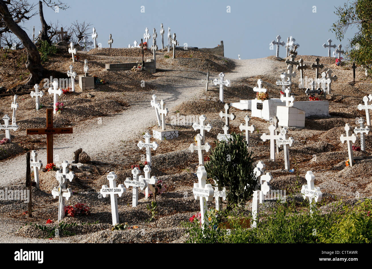 Cemetery on Fadiouth Island, composed of sea shells, Senegal, Africa ...