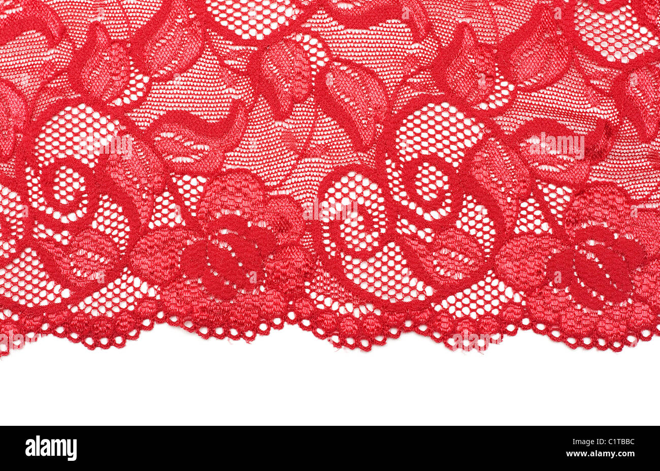 Red decorative lace with floral pattern Stock Photo - Alamy