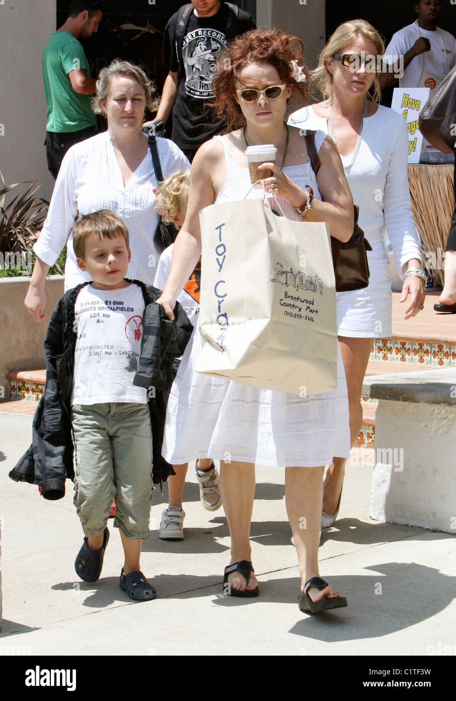 Helena Bonham Carter leaving 'Toy Crazy' with her son Billy Ray Burton ...