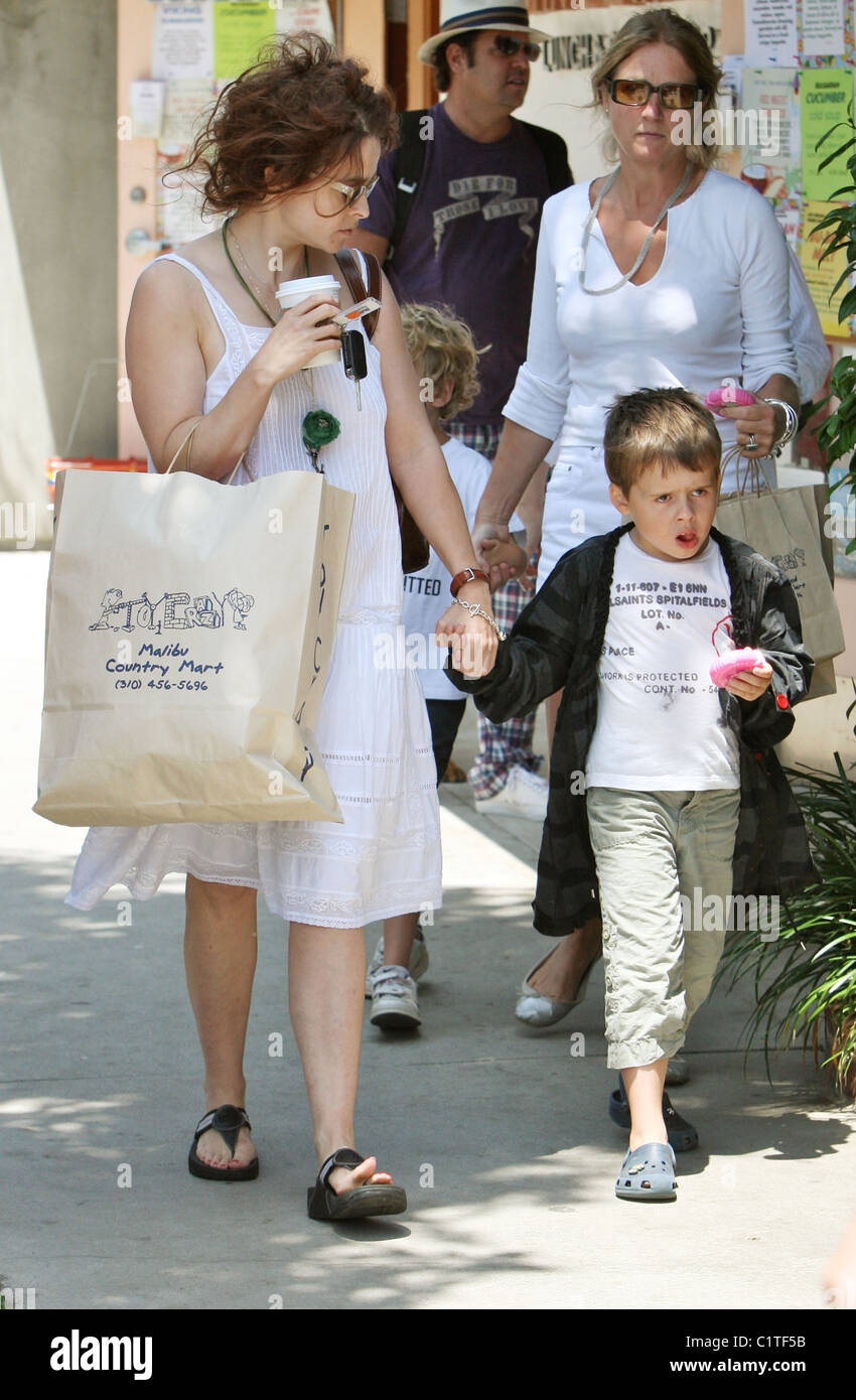 Helena Bonham Carter leaving 'Toy Crazy' with her son Billy Ray Burton ...