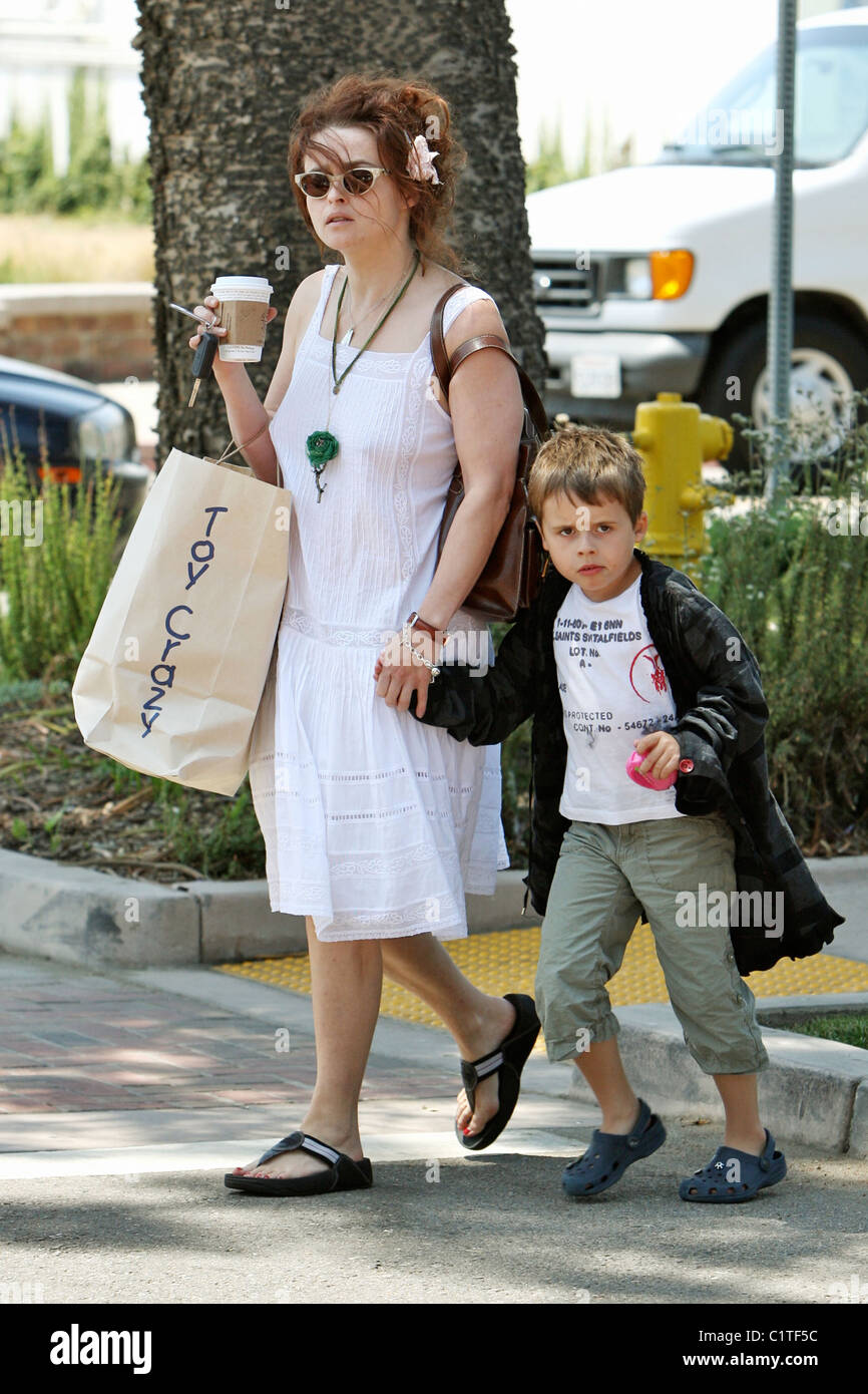 Helena Bonham Carter leaving 'Toy Crazy' with her son Billy Ray Burton ...