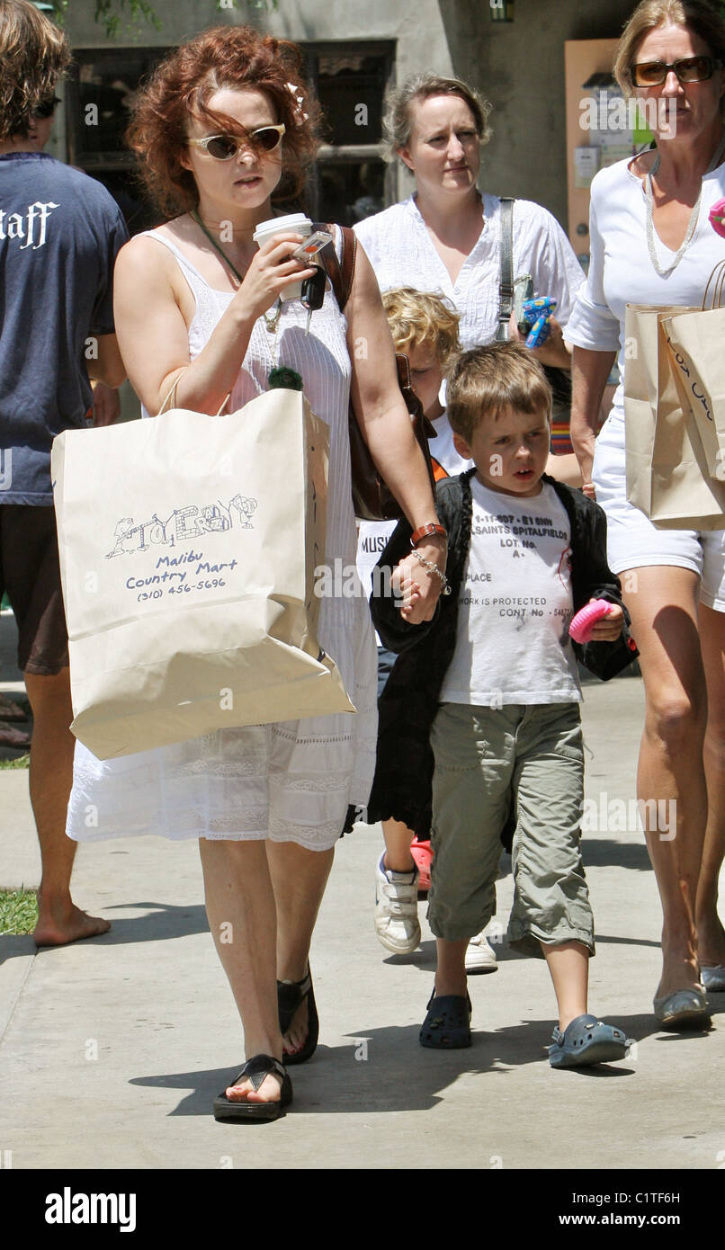 Helena Bonham Carter leaving 'Toy Crazy' with her son Billy Ray Burton ...