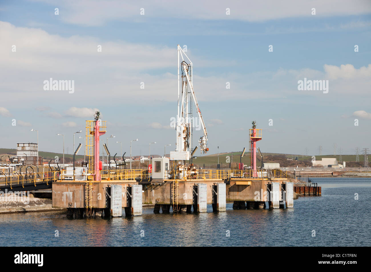 A loading wharf at the Centrica Gas Condensate storage plant at Barrow ...