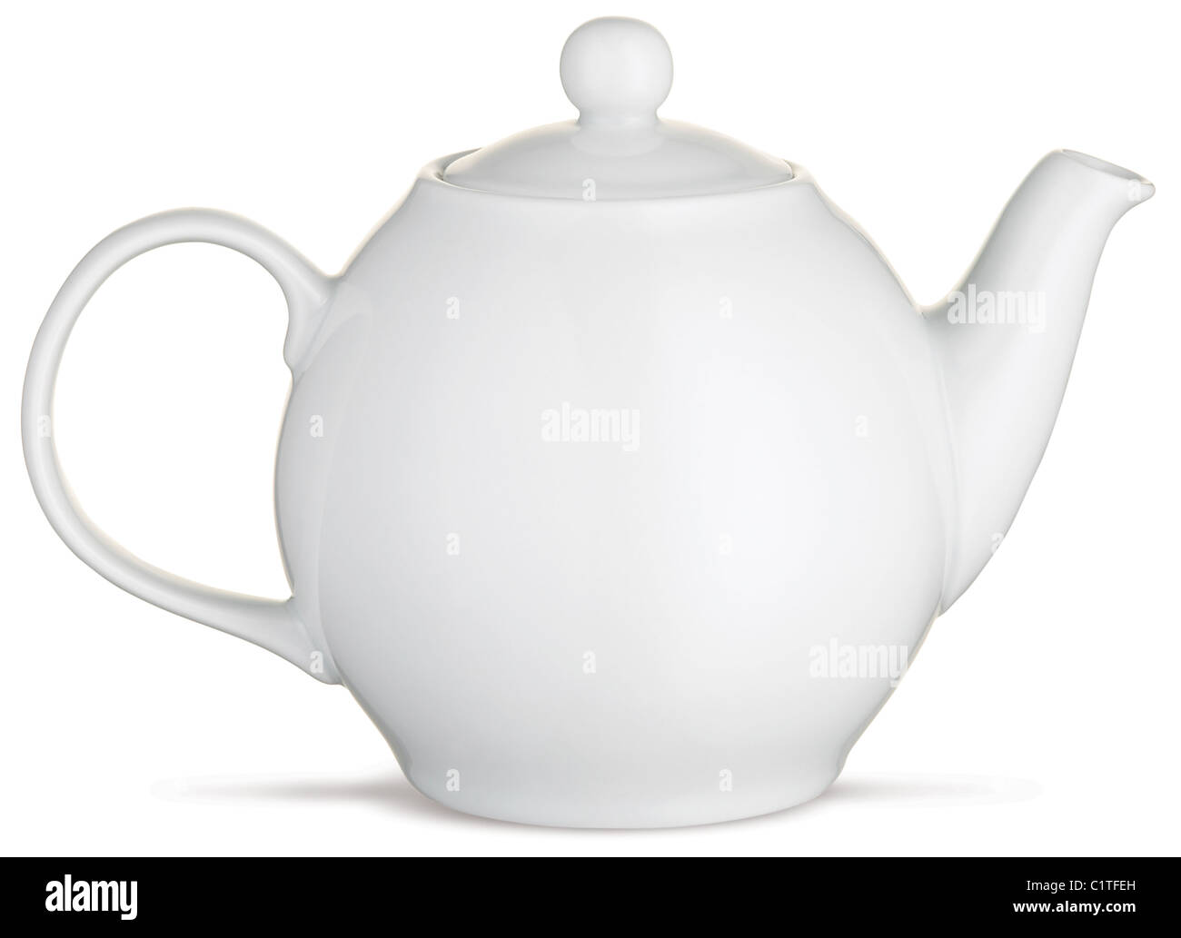 a graphic side view of a white teapot isolated on a white background ...