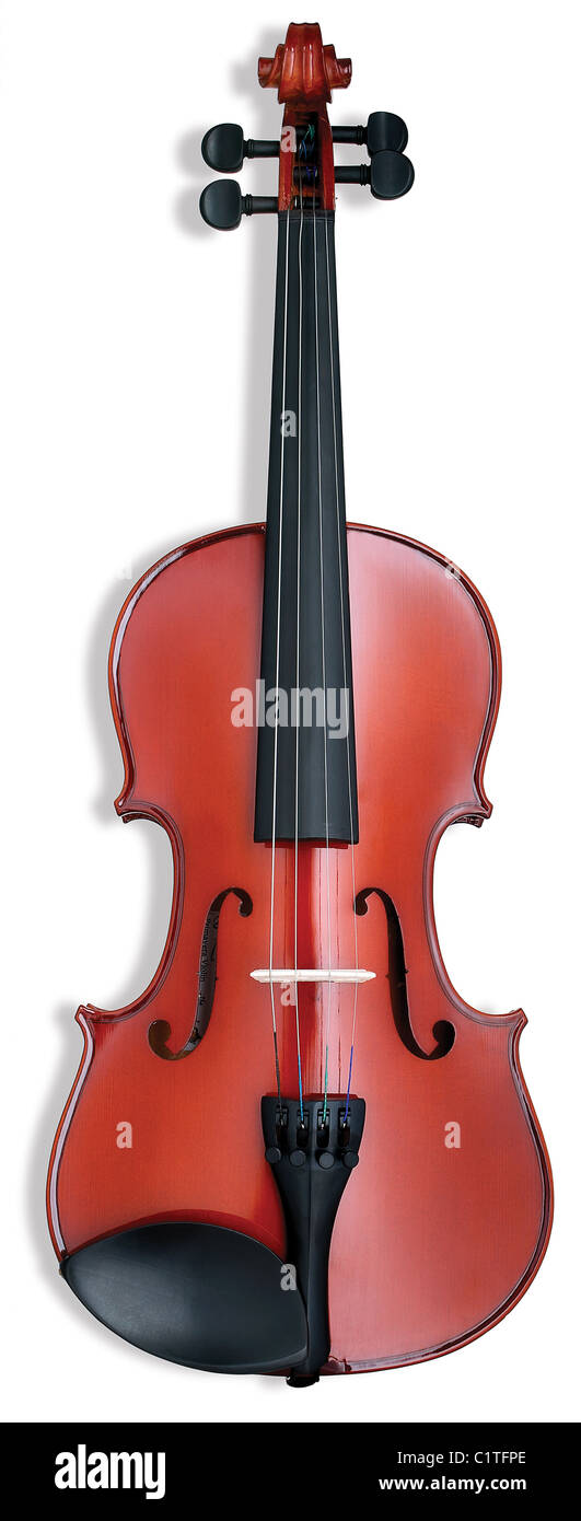 an overhead view of a violin isolated on a white background Stock Photo ...