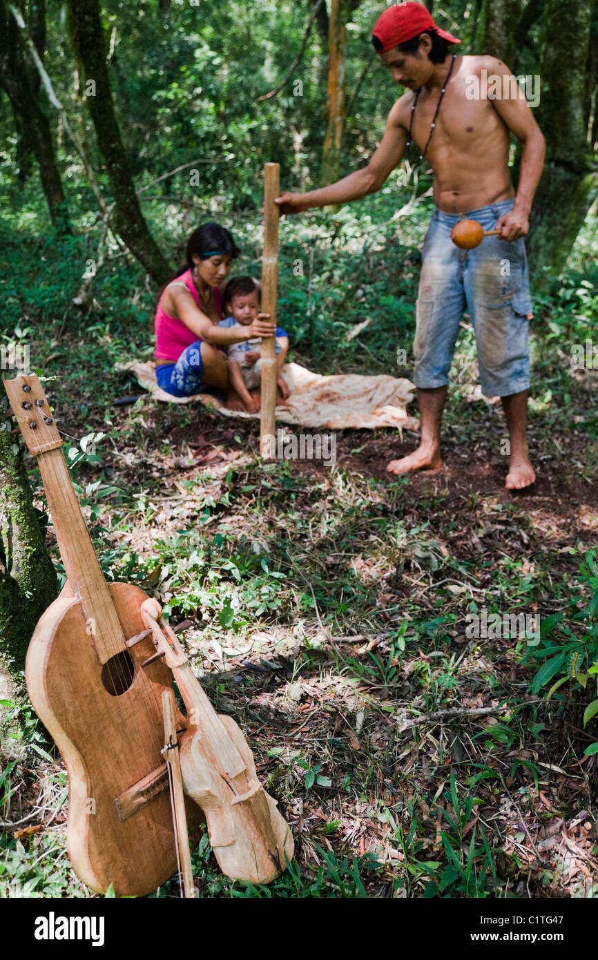 Mbya Guarani residents of aldea Katupyry near San Ignacio, Misiones ...