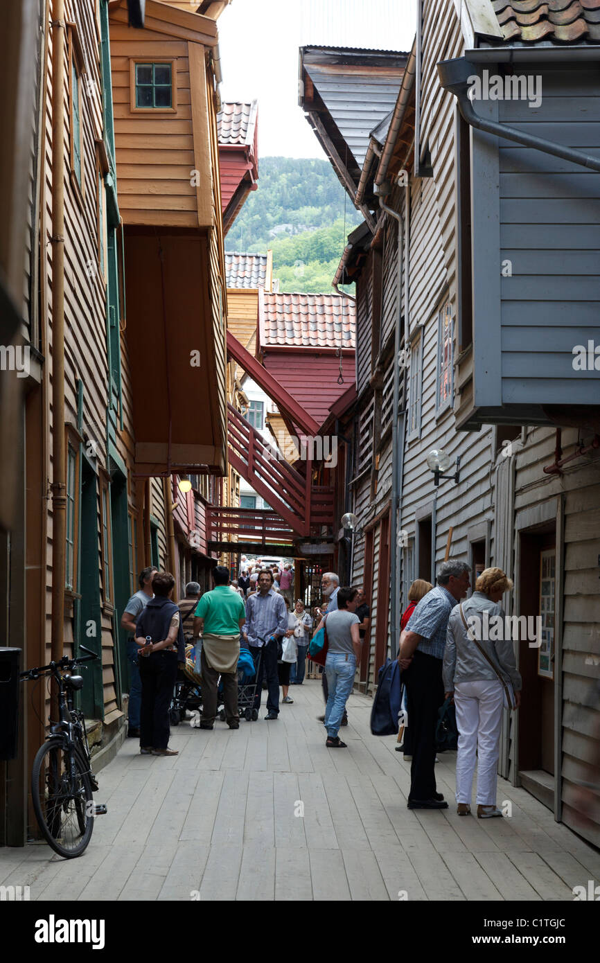 alley in Bryggen in Bergen Stock Photo - Alamy