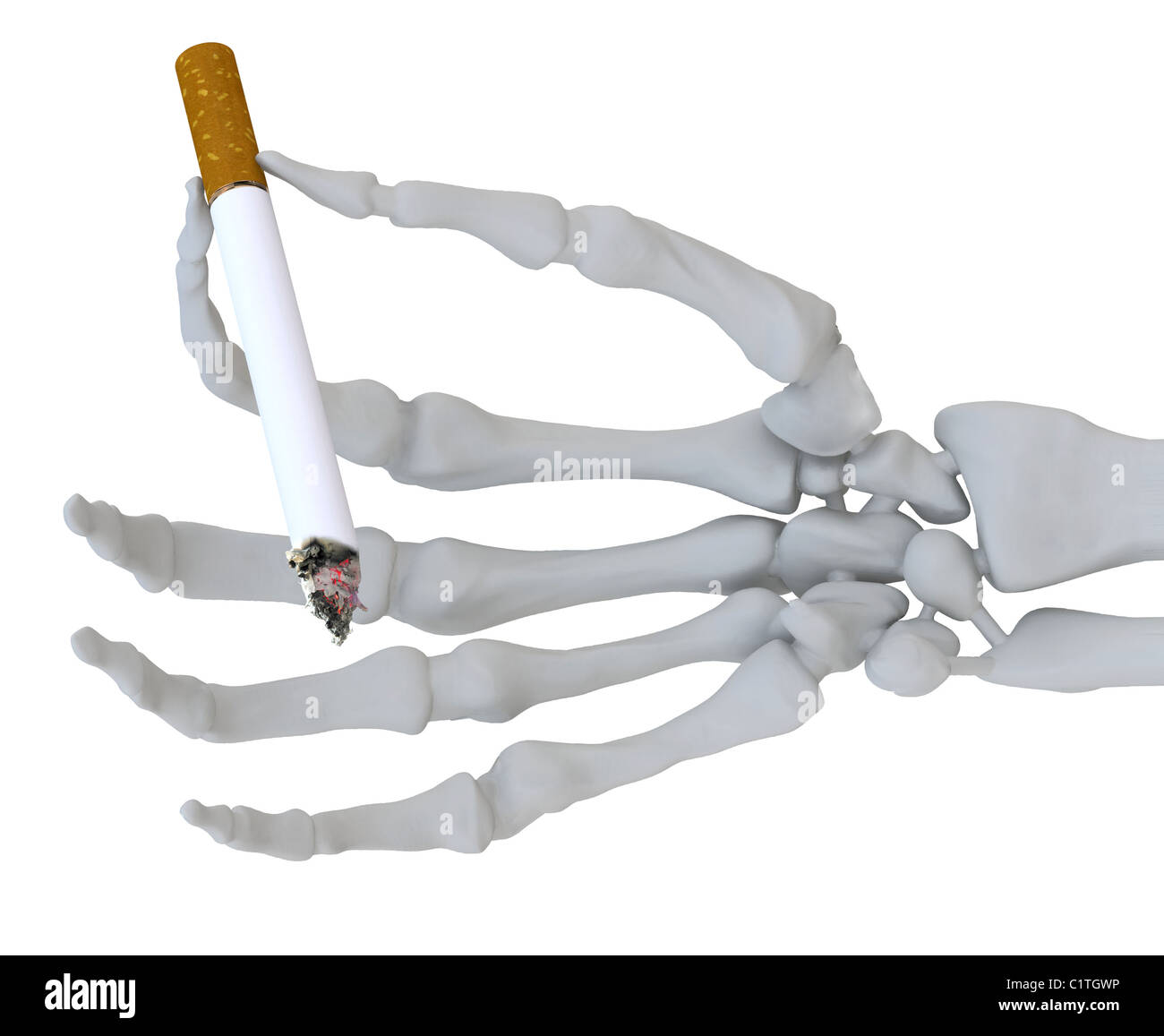 skeleton hand with cigarette 3d illustration Stock Photo - Alamy