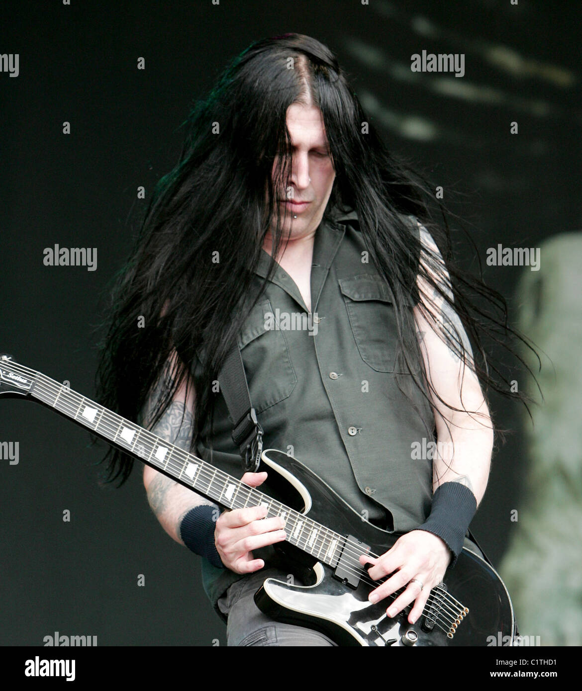 Greg Mackintosh, of Paradise Lost performing live at Sonisphere ...