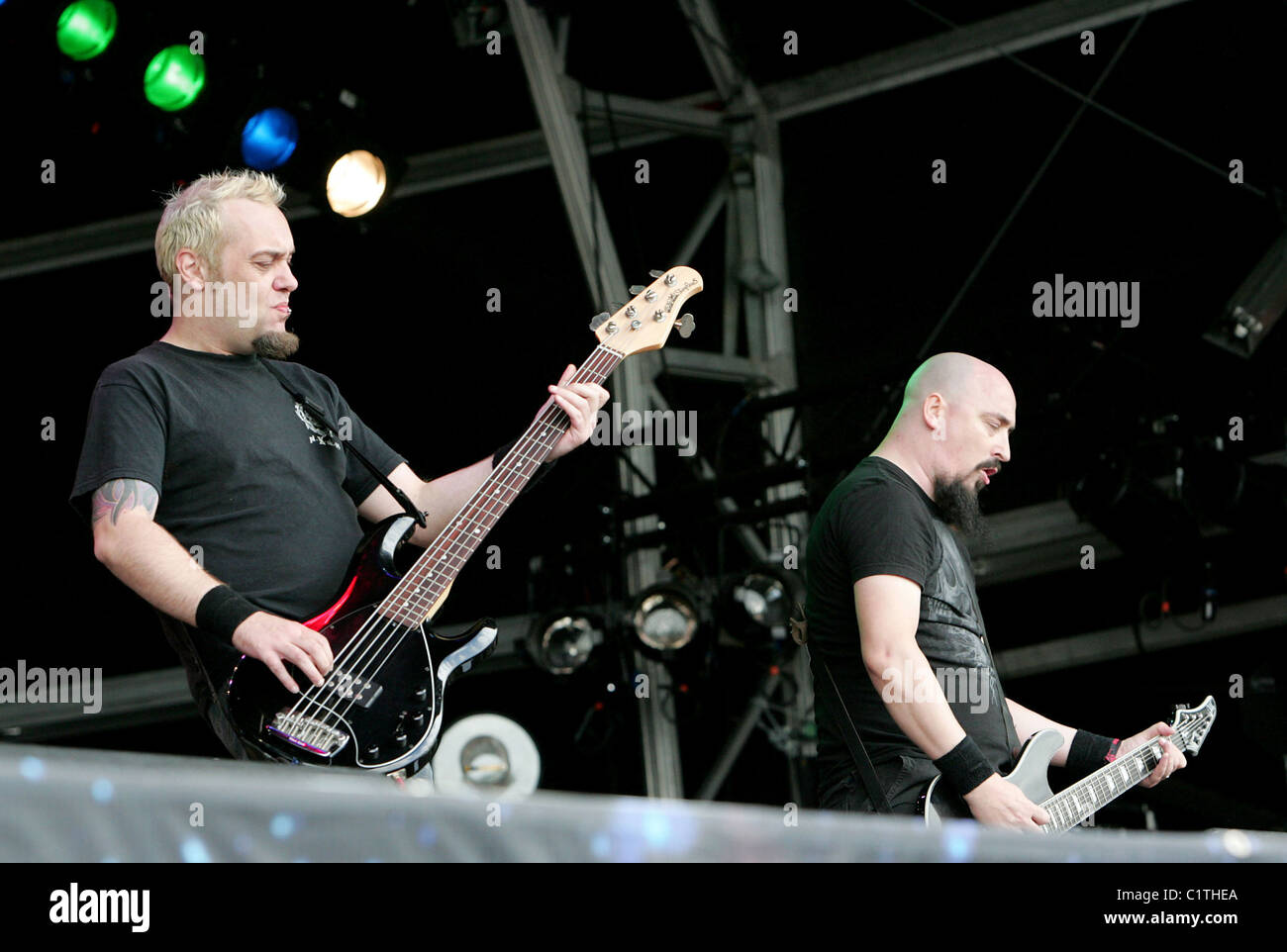 Steve Edmondson and Aaron Aedy (right), of Paradise Lost performing ...