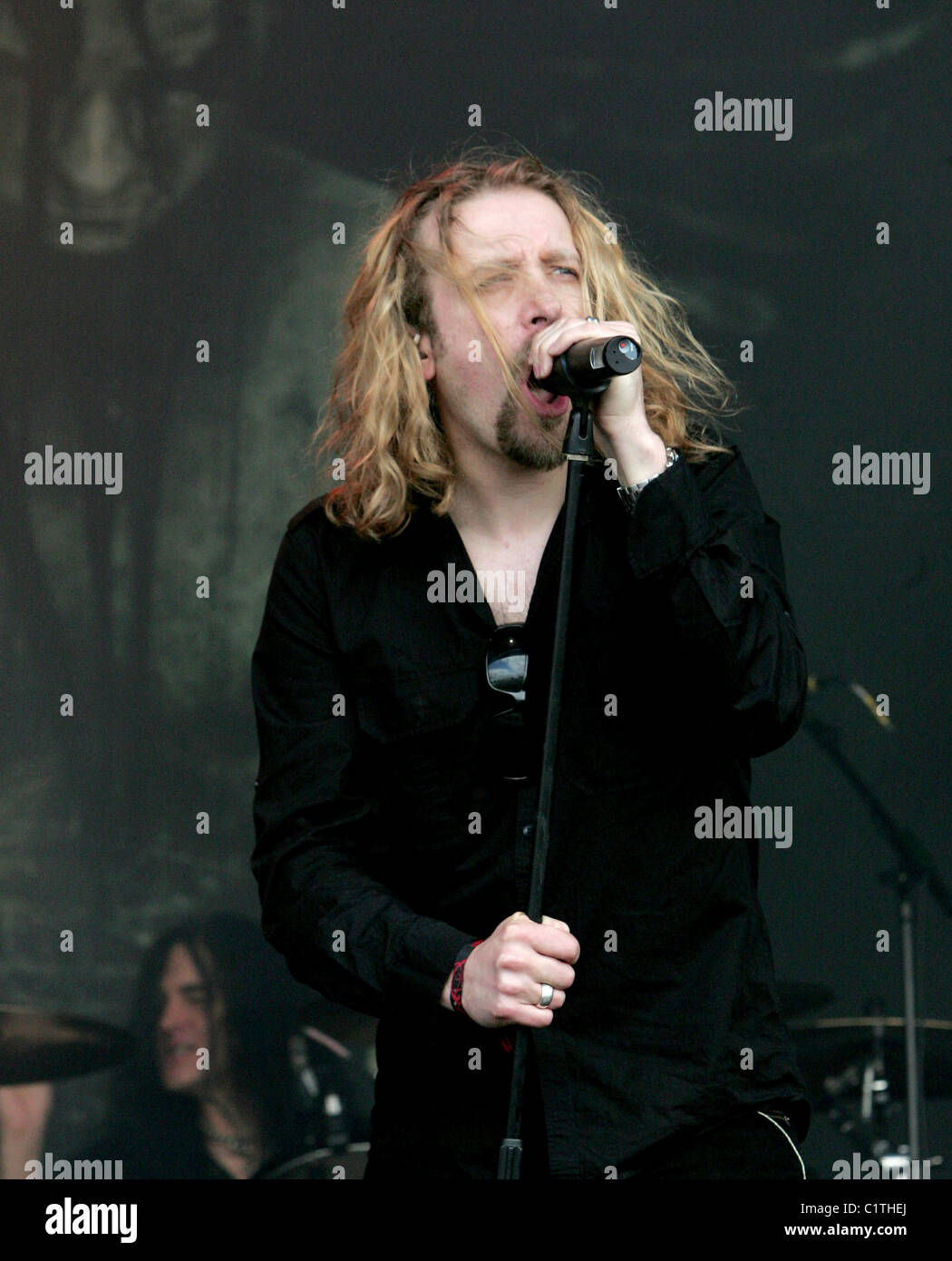 Nick Holmes , of Paradise Lost performing live at Sonisphere Festival ...