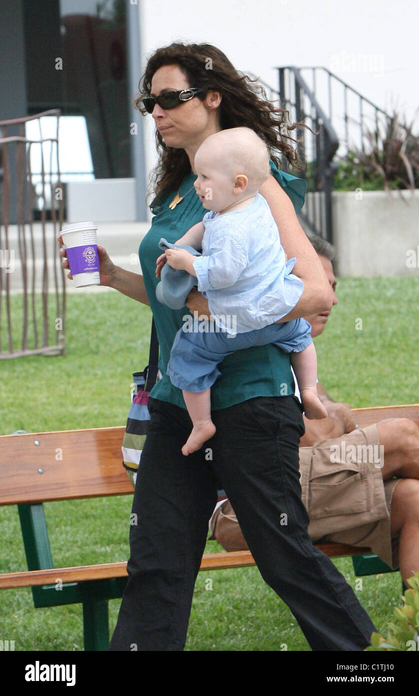 Minnie Driver with her son, Henry playing in Cross Creek Park Malibu ...