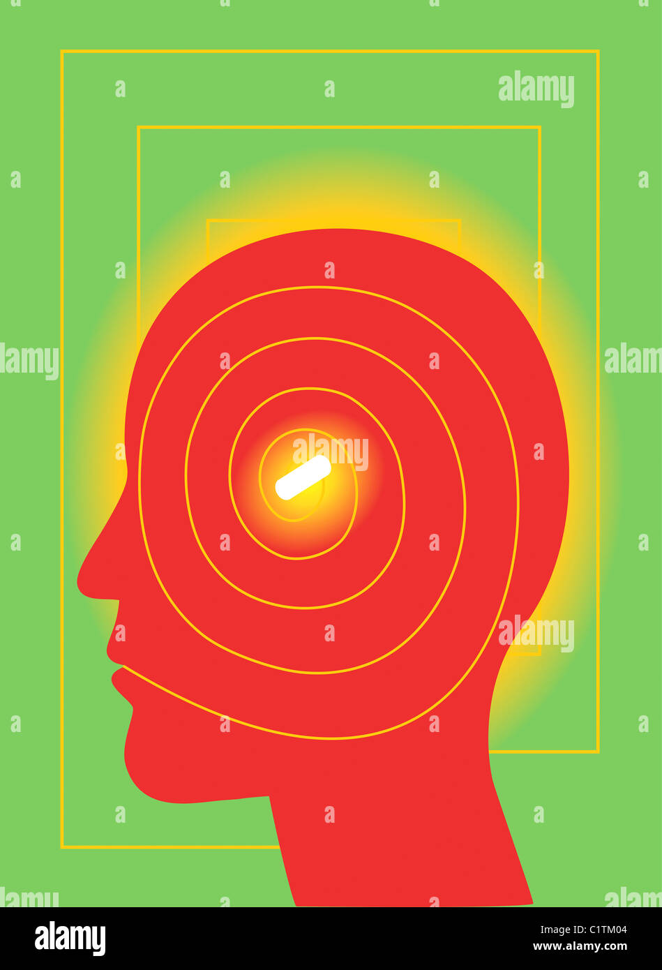 Mental pill inside man's head, illustration Stock Photo - Alamy