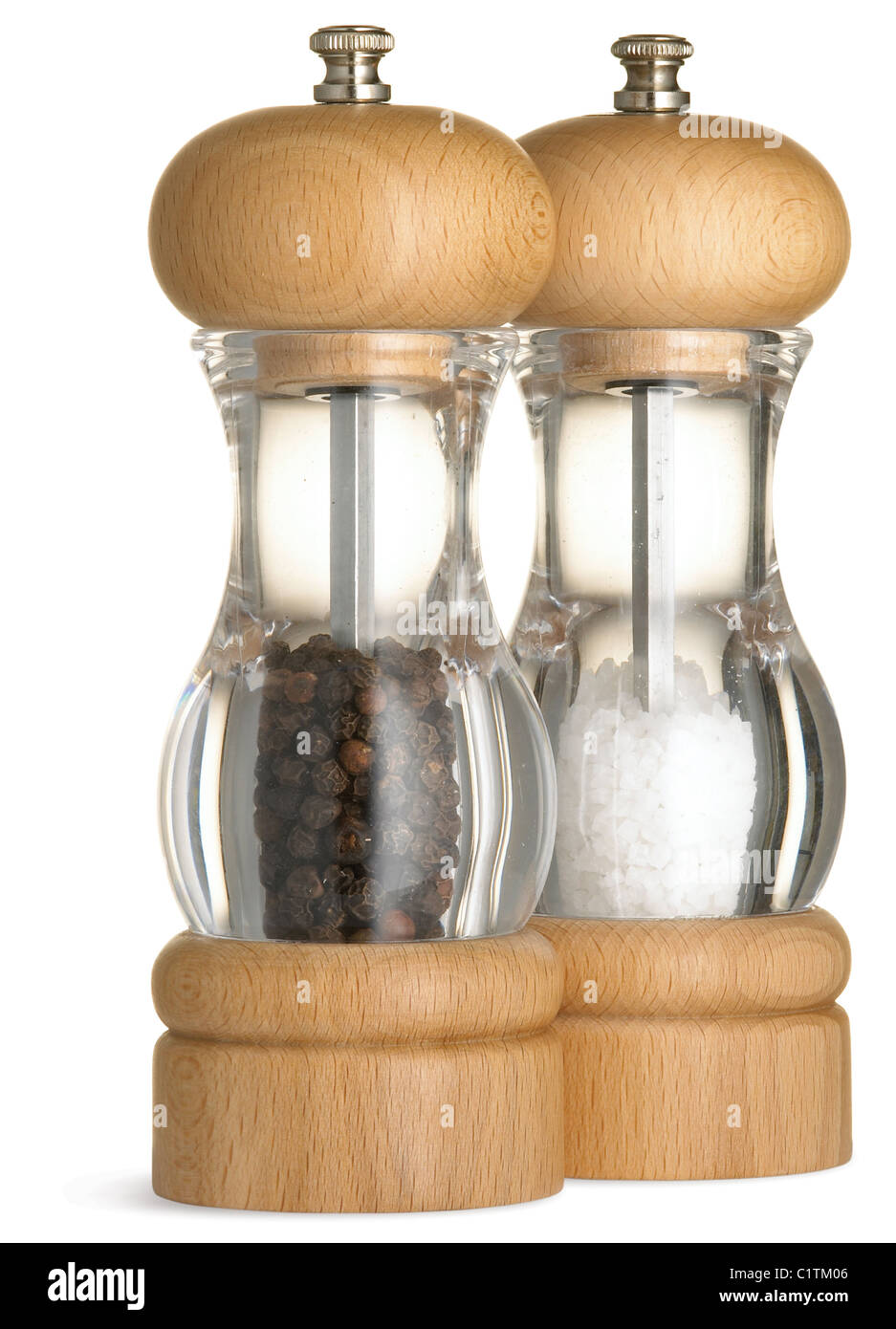 a traditional salt and pepper condiment condiments set isolated on a ...