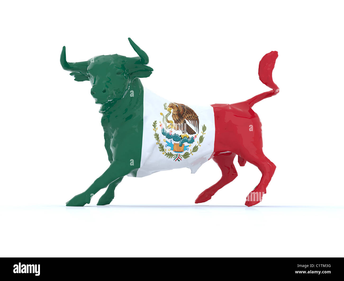 Mexican bull with flag, 3d illustration Stock Photo - Alamy