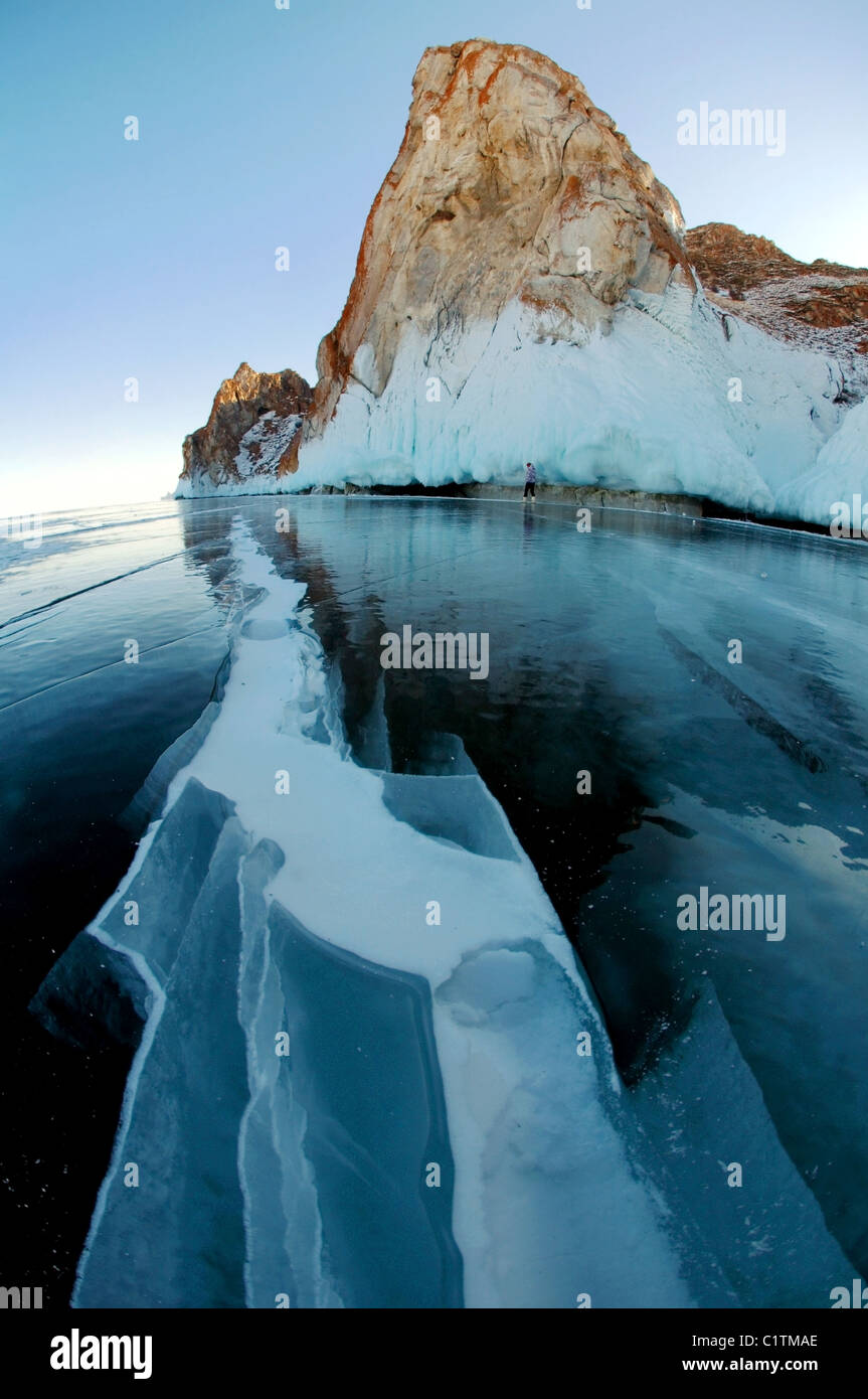 Ice . lake Baikal, Siberia, Russia, island Olkhon Stock Photo - Alamy